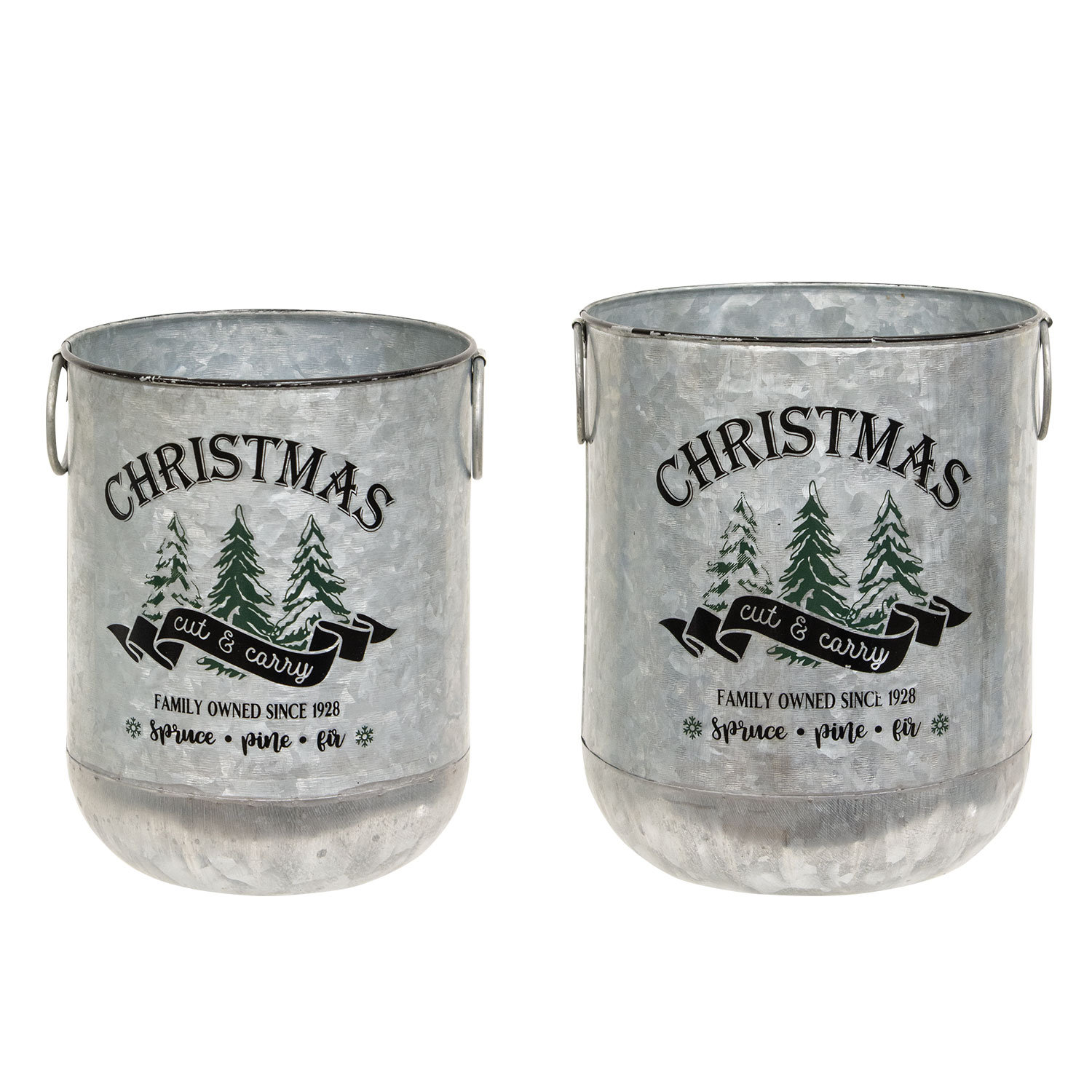 The Holiday Aisle® 2/Set, Cut & Carry Christmas Metal Buckets | Wayfair