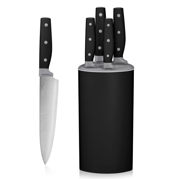 Belfry Kitchen Knife Set, 6 Pieces, With Universal Knife Holder, Triple ...
