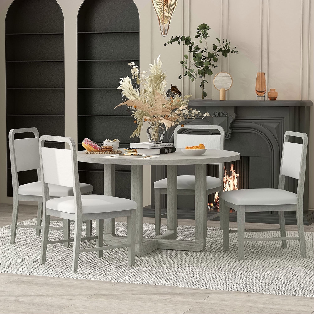 Ophelia & Co. 5-Piece Round Dining Table Set For 4 With Upholstered ...