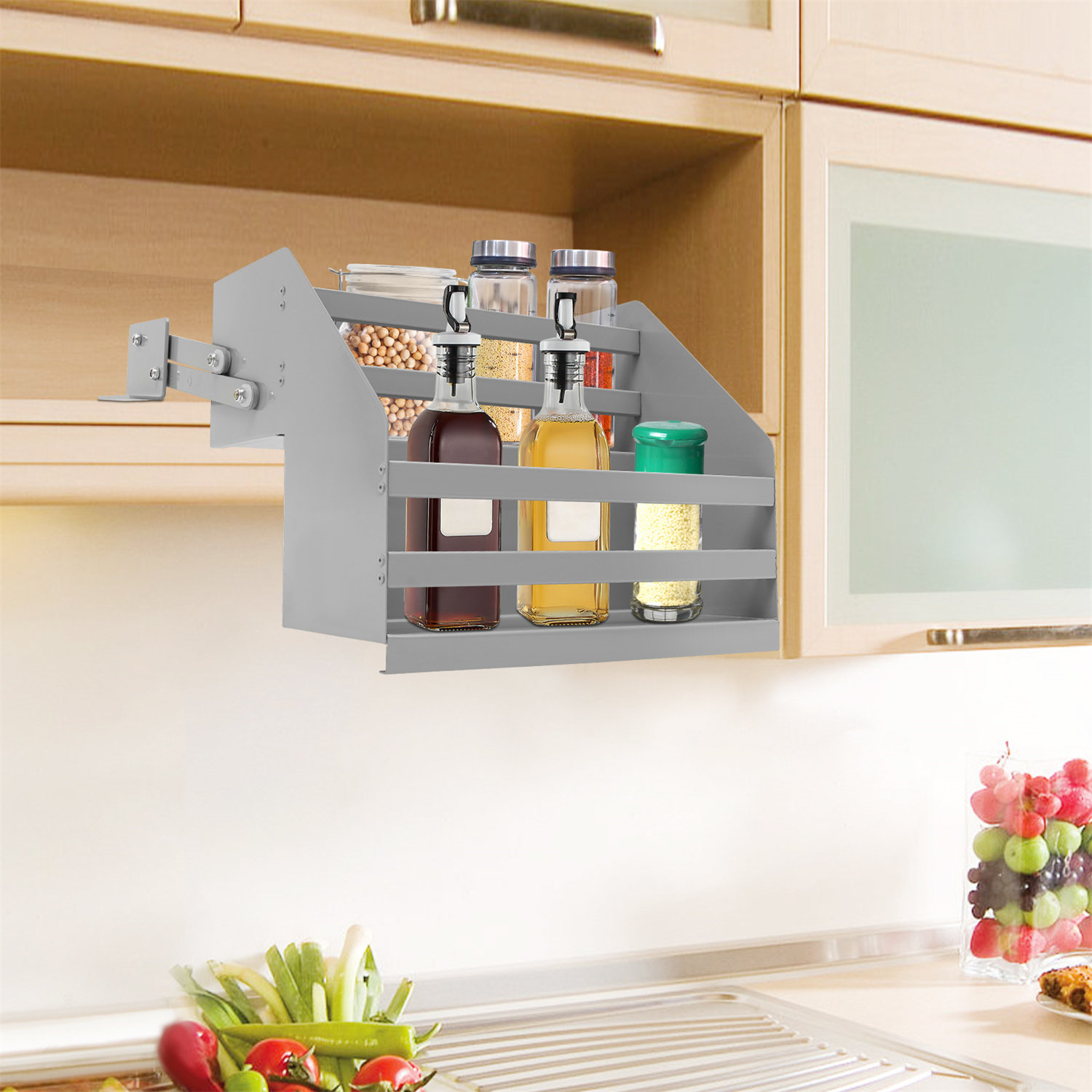 Latitude Run® Cabinet Pull Down Organizer Shelf Rack & Reviews | Wayfair
