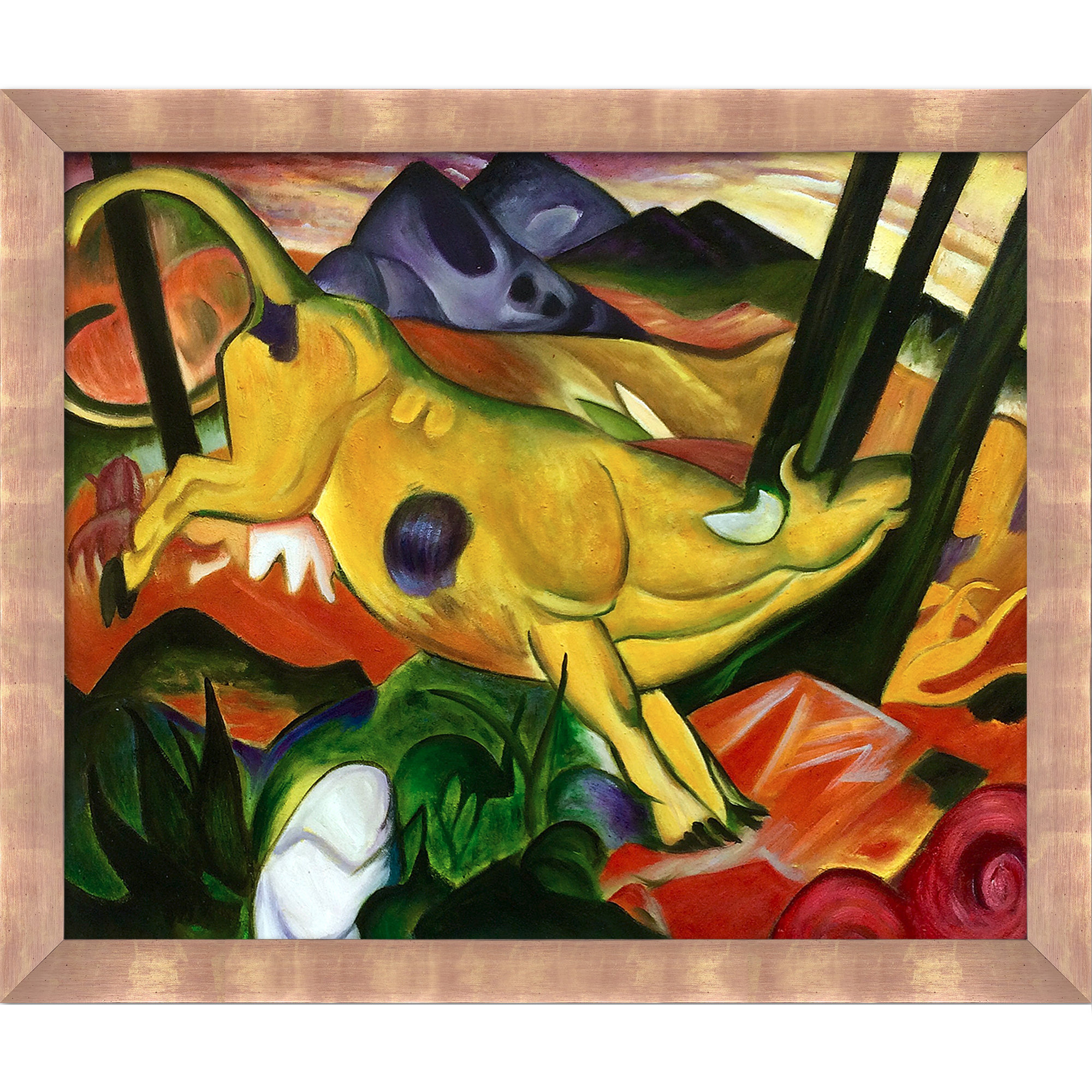 Overstock Art Yellow Cow By Franz Marc With Blushing Rose Gold Frame ...