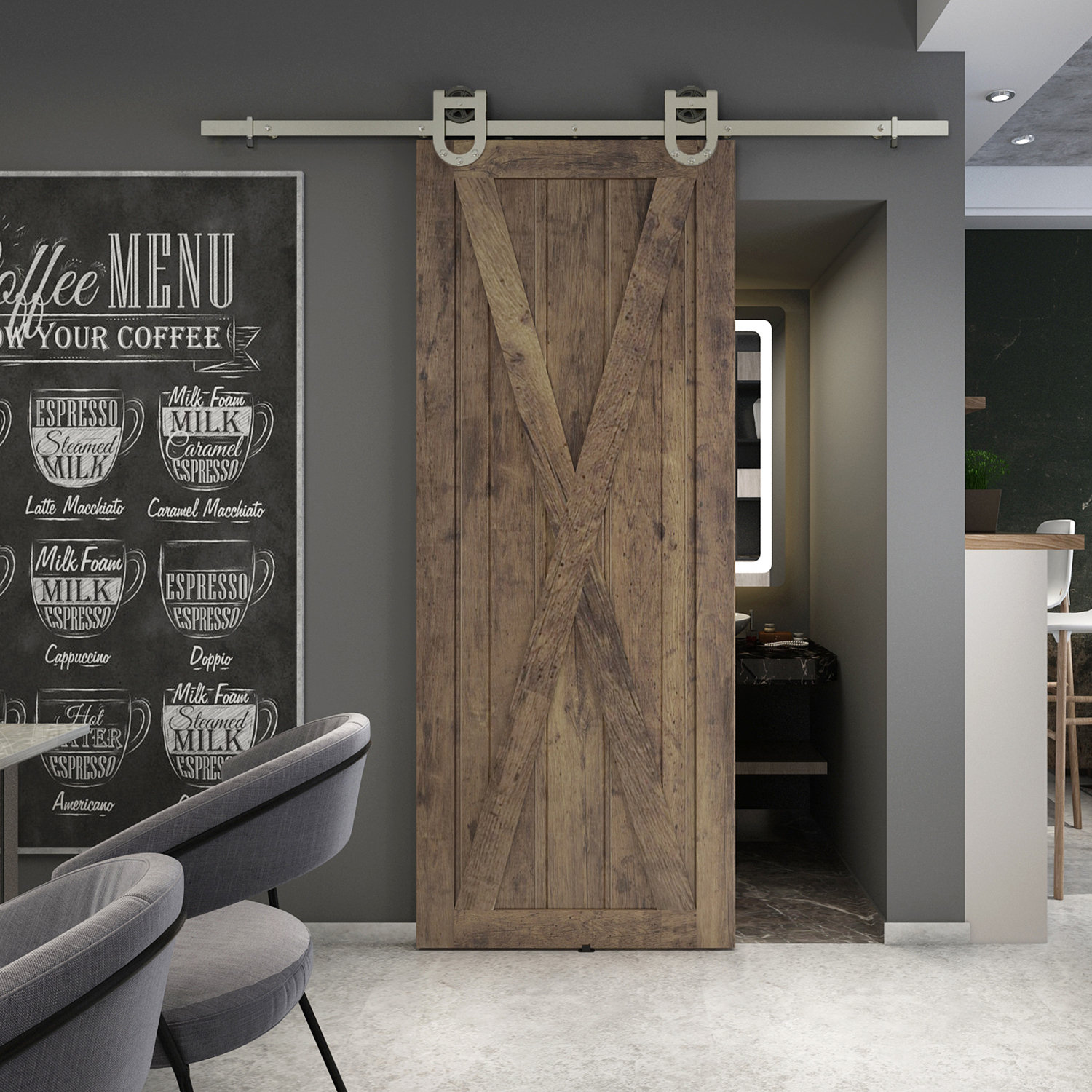 Renin Paneled Wood Unfinished Station Barn Door without Installation ...