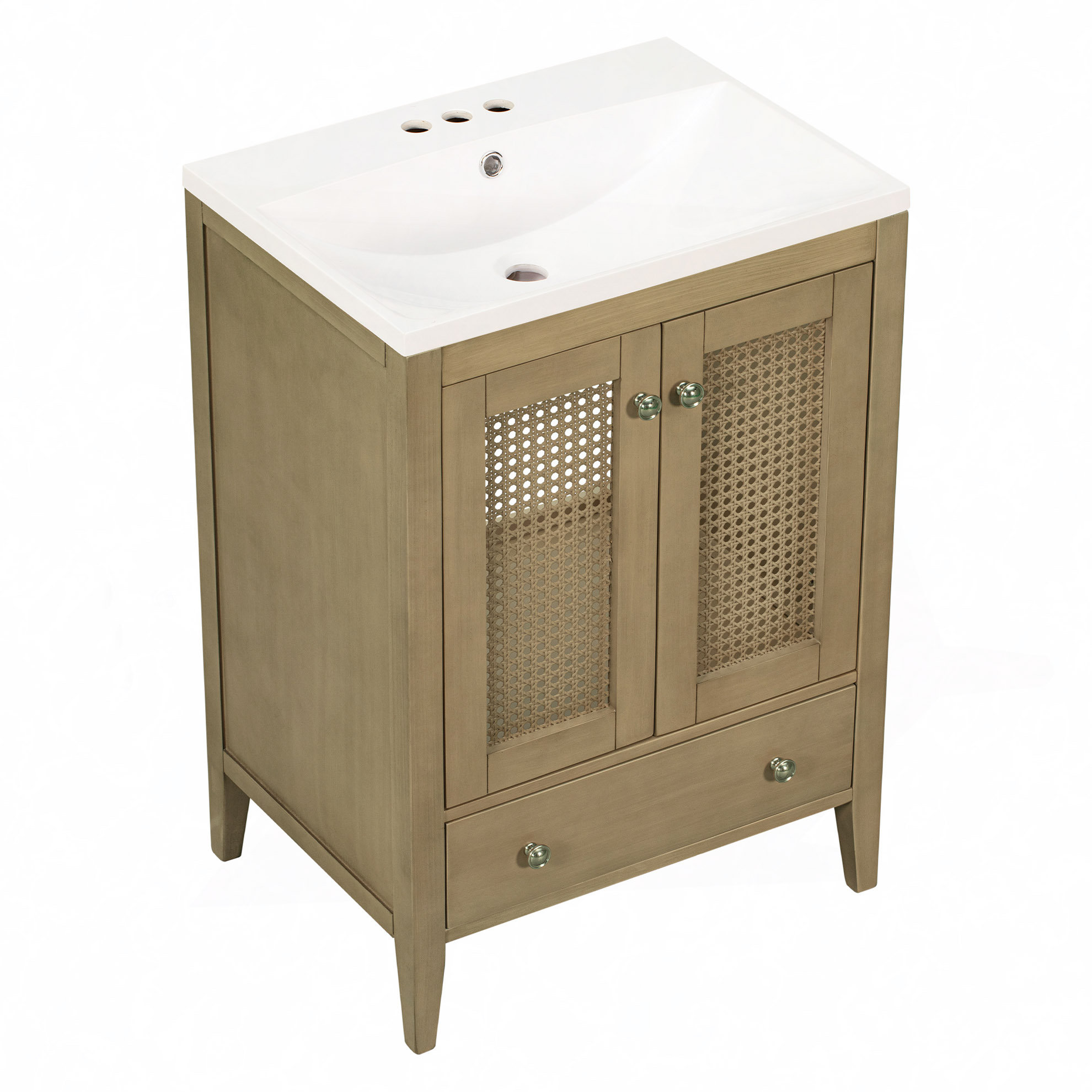 weixunguang Bathroom Vanity With Ceramic Basin, Rattan Bathroom Storage ...