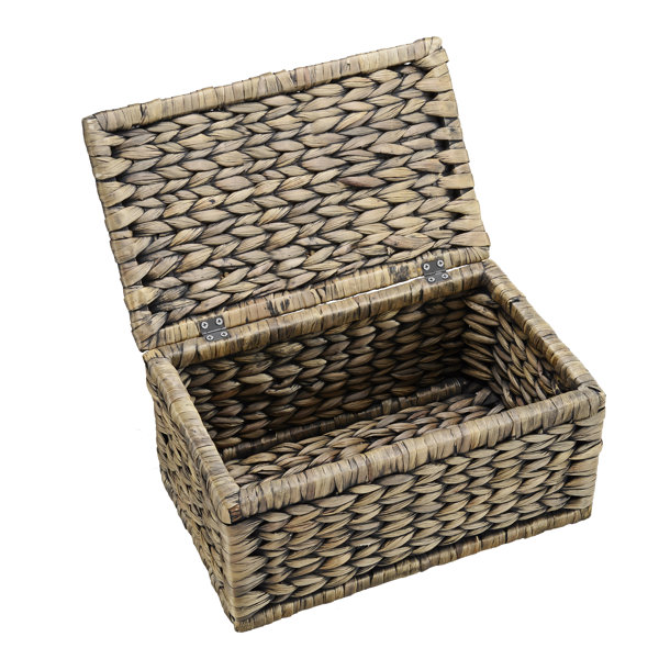 Ophelia & Co. Brown Wash Handwoven Wicker Storage Box with Hinged Lid ...