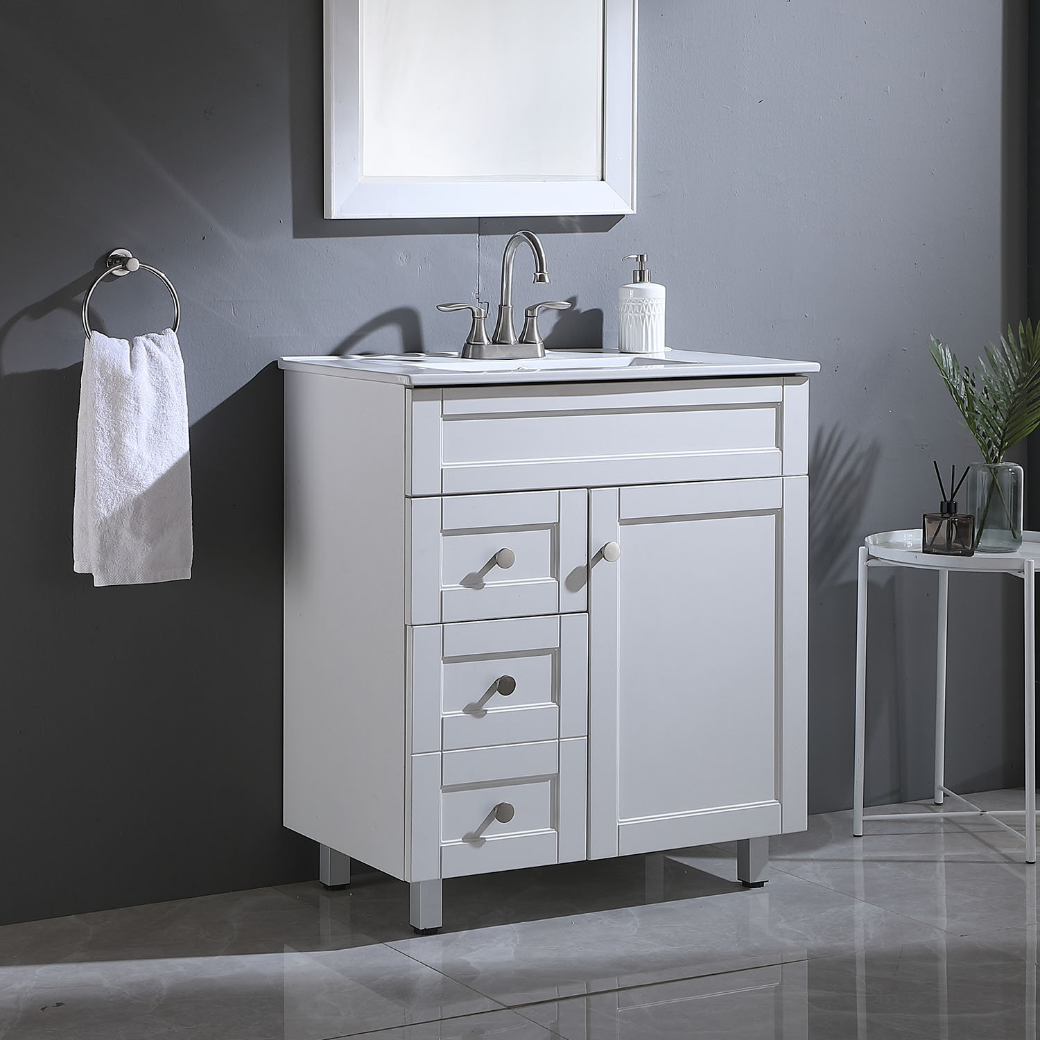 Wildon Home® Chandelle Free-standing 30" White Single Bathroom Vanity ...