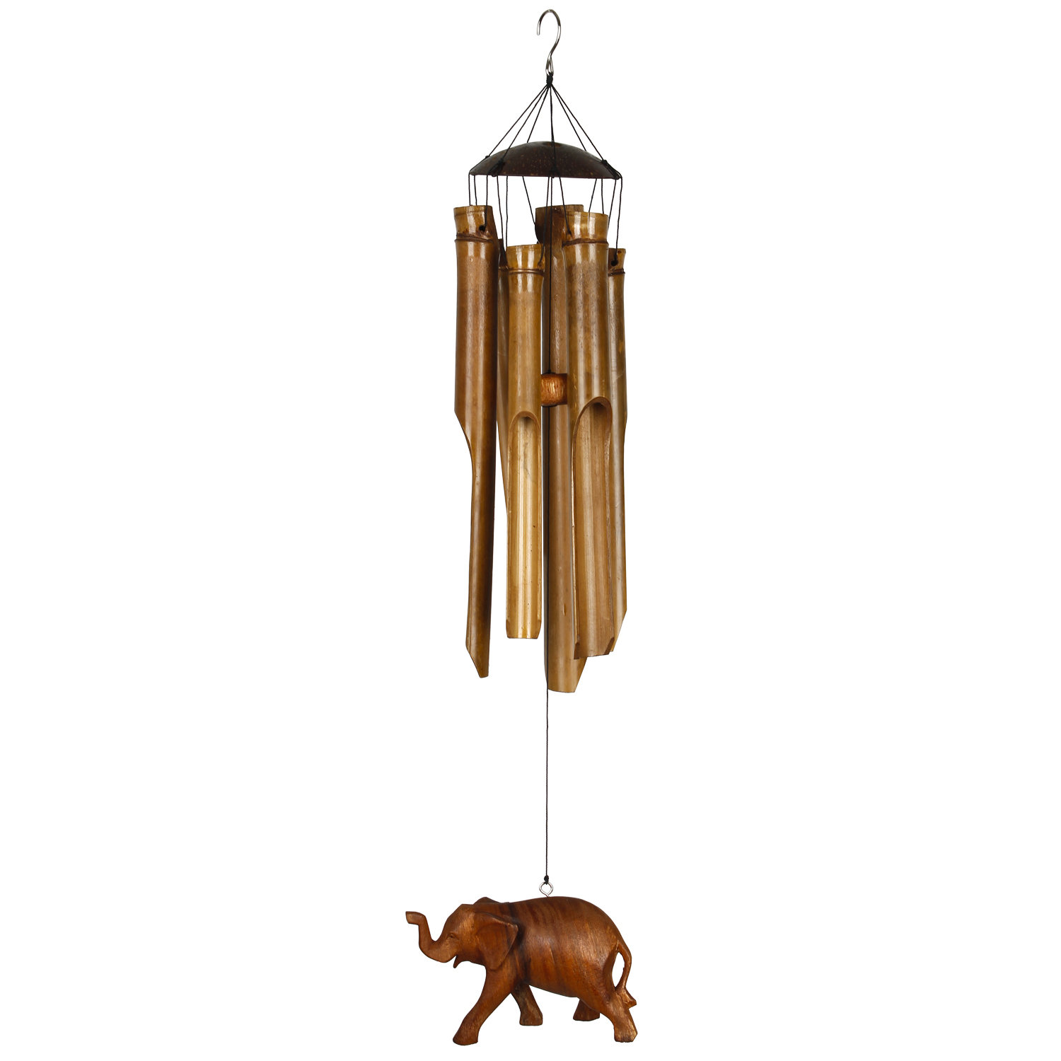 Woodstock Chimes Half Coconut Bamboo Chime - Medium, Elephant | Wayfair