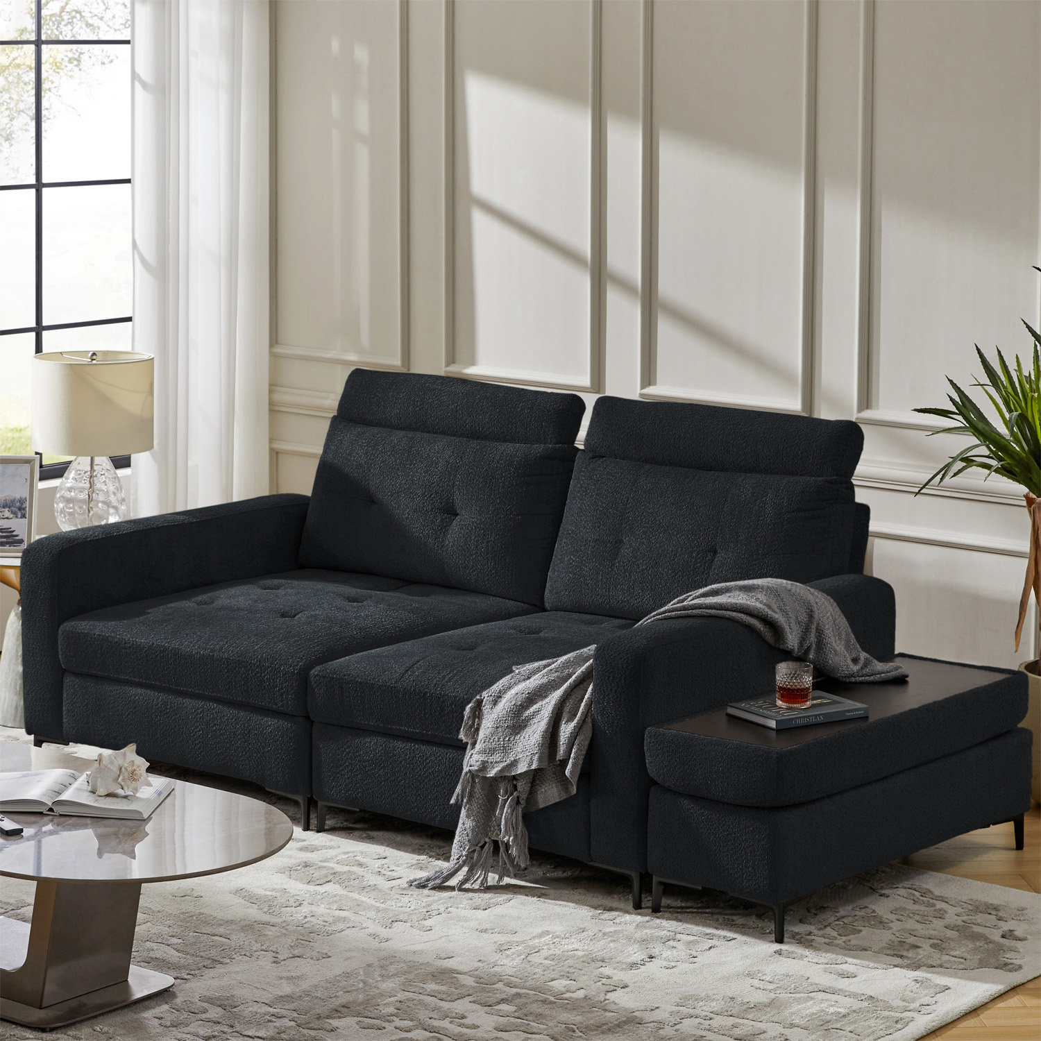 Wrought Studio Atavia 97" Boucle Tufted Extra-Deep Modular Sleeper Sofa ...