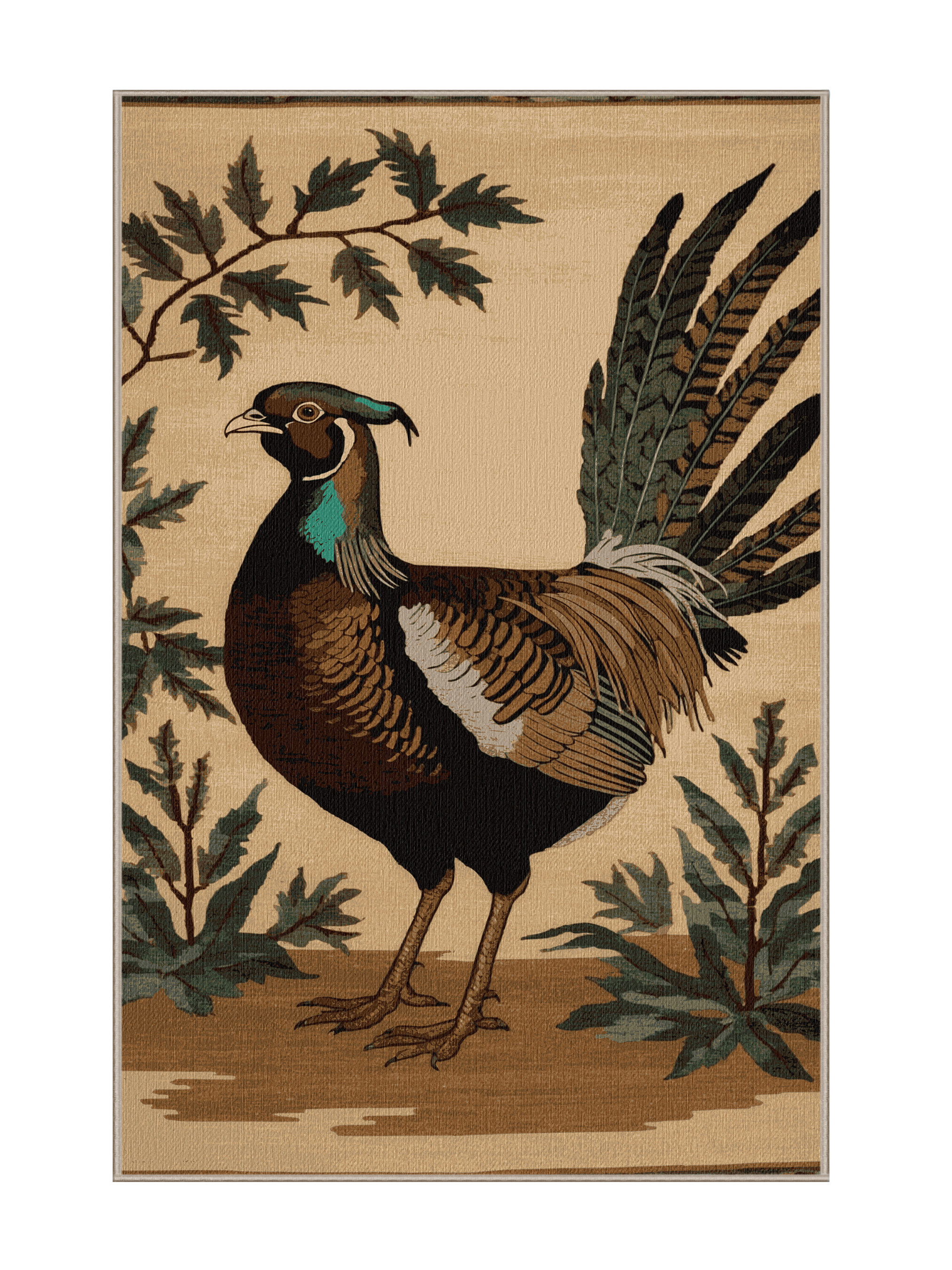 Foundry Select Washable Common Pheasant Birds Area Rug | Wayfair