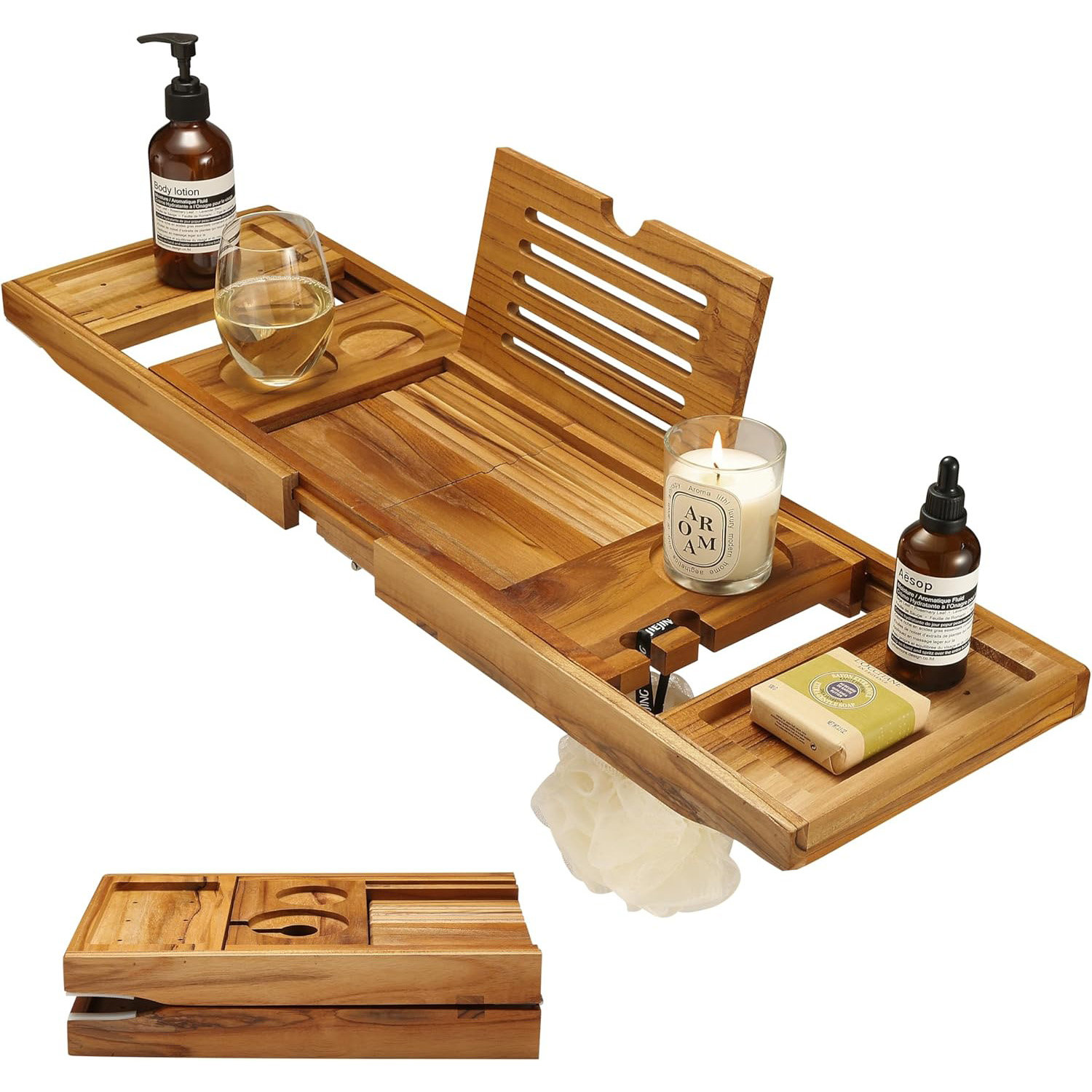 Millwood Pines Bathtub Tray, Teak Bath Tub Tray, Wood Bath Caddy ...