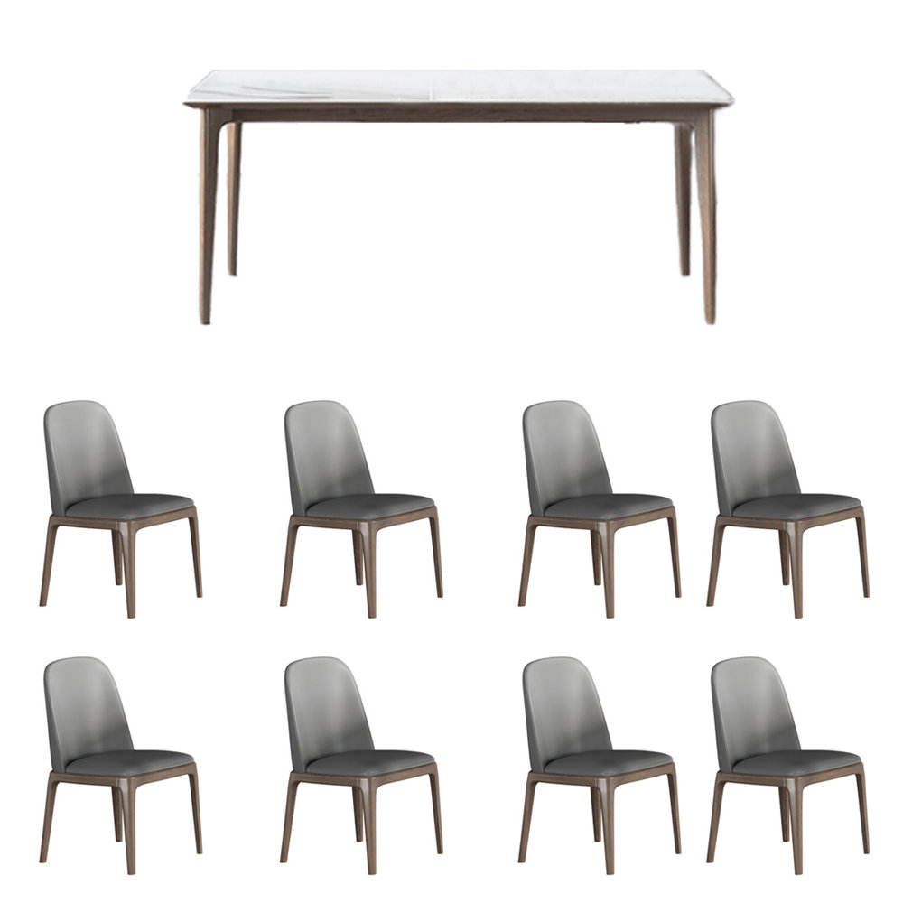 dujinlong home Sleek Ash Wood and Sintered Stone Dining Combo - Wayfair ...