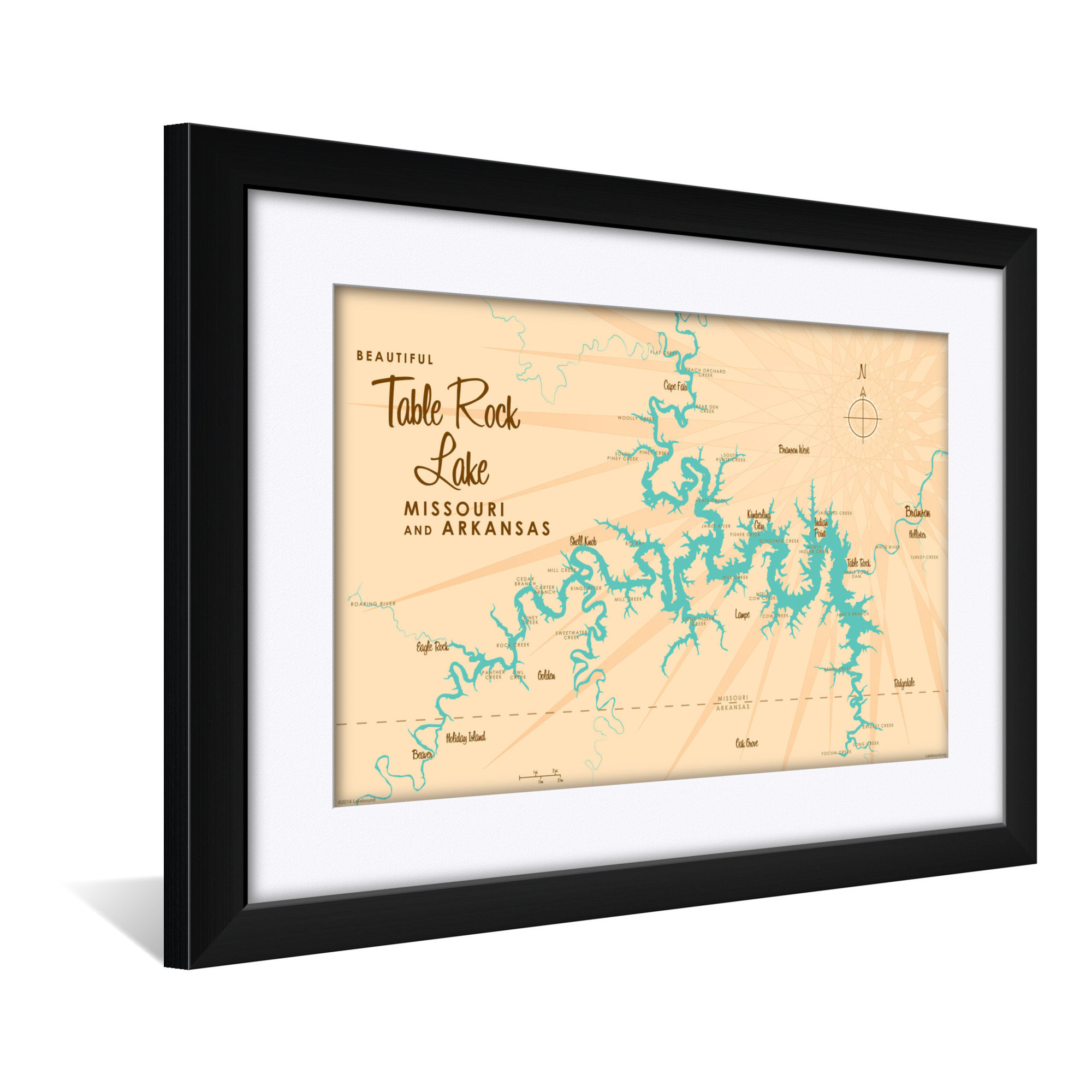 Breakwater Bay Table Rock Lake Missouri Map Professionally Framed ...