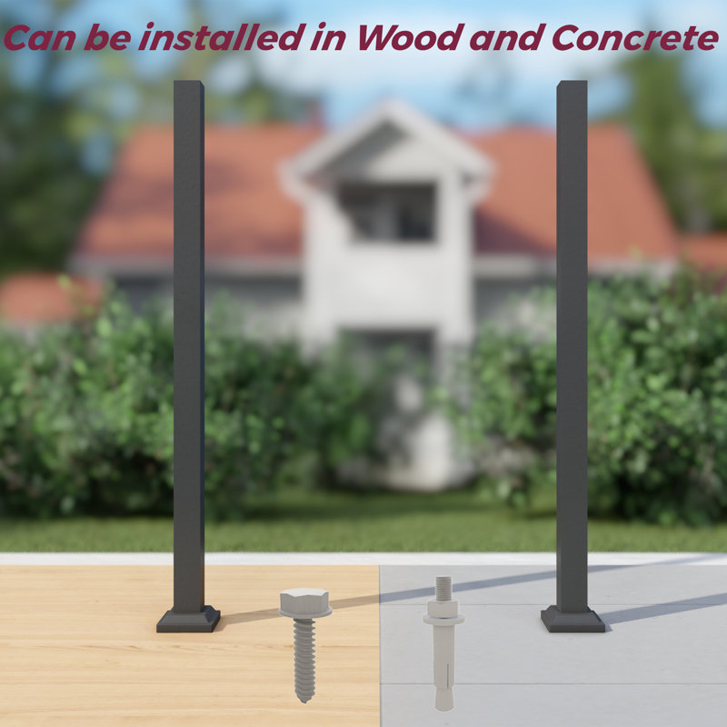 CR Home Handrail Post, Wrought Iron Black Metal Railing Post with ...