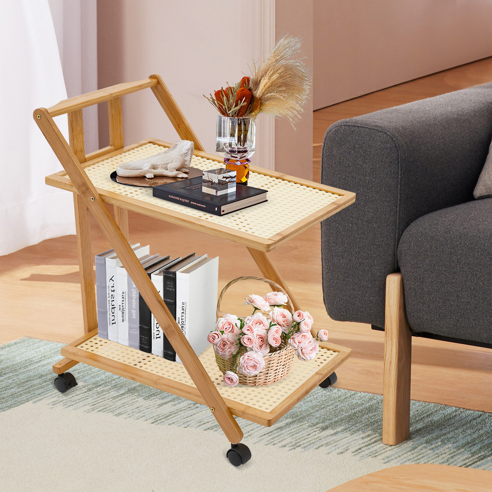 Bay Isle Home™ 2 Tier Foldable Storage Rack Removable Floor Storage ...