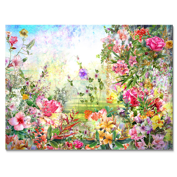 Winston Porter Vintage Muticolored Spring Flowers V - Floater Frame ...