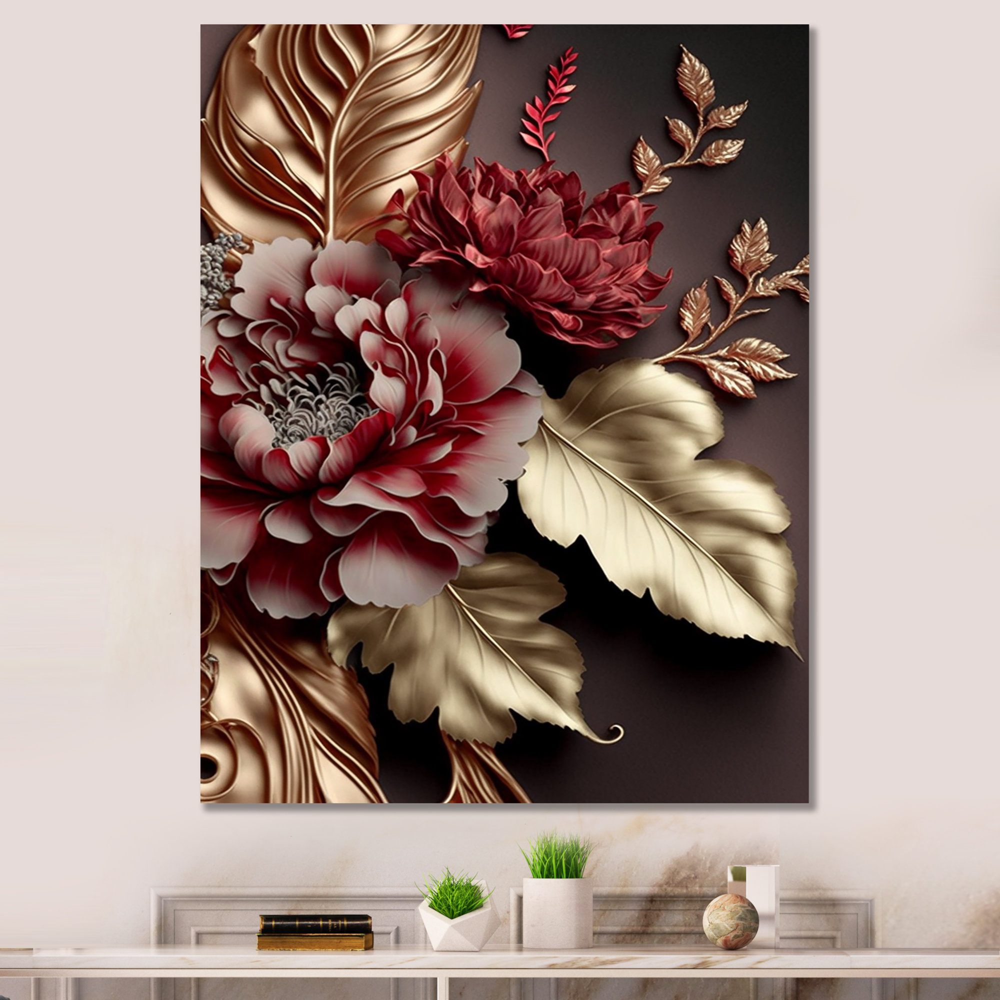 House of Hampton® Vintage Glam Rose II - Floral Canvas Wall Art | Wayfair