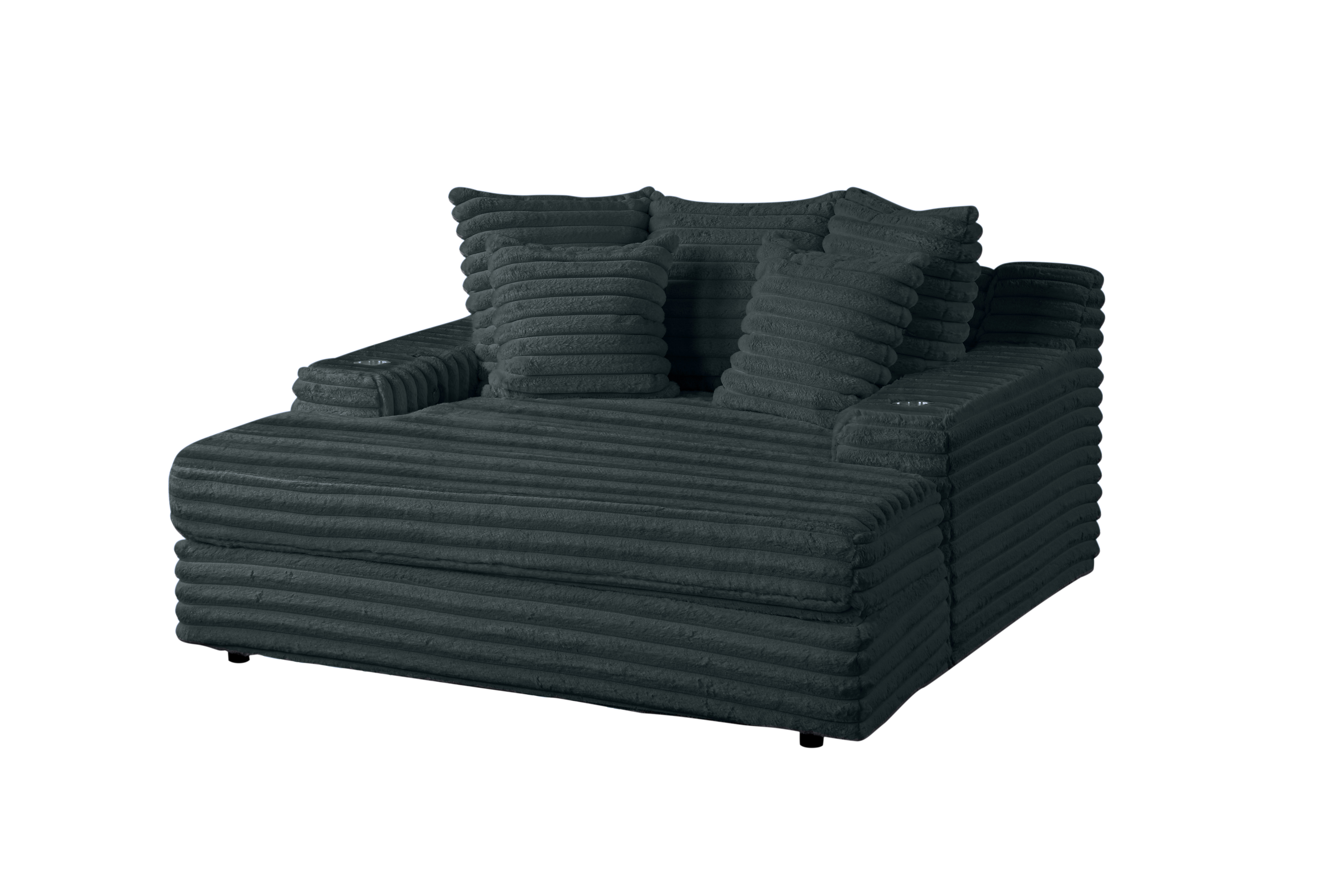 Orren Ellis Big Cozy Chaise With Puffy 2" Stripe Line Design | Wayfair