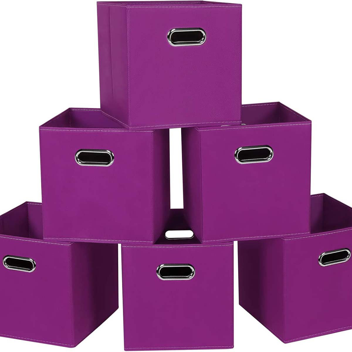 KINOFO Fabric Cloth Storage Bins,Fabric Cube Bins Organizer With Dual ...