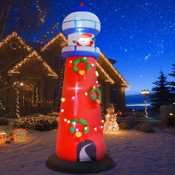The Holiday Aisle® Christmas Inflatable Lighthouse Decorations, 10FT ...