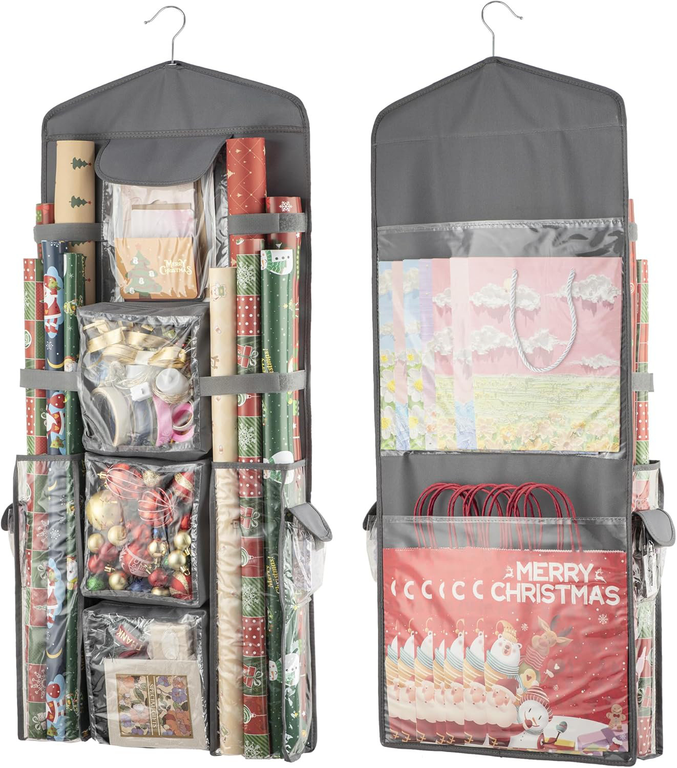 Rebrilliant Wrapping Paper Storage, Gift Wrap Organizer Holder Double ...