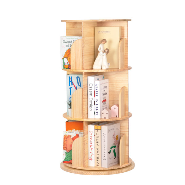 Redwood Rover Solid Wood Textured Rotating Bookshelf, Sturdy Structure ...