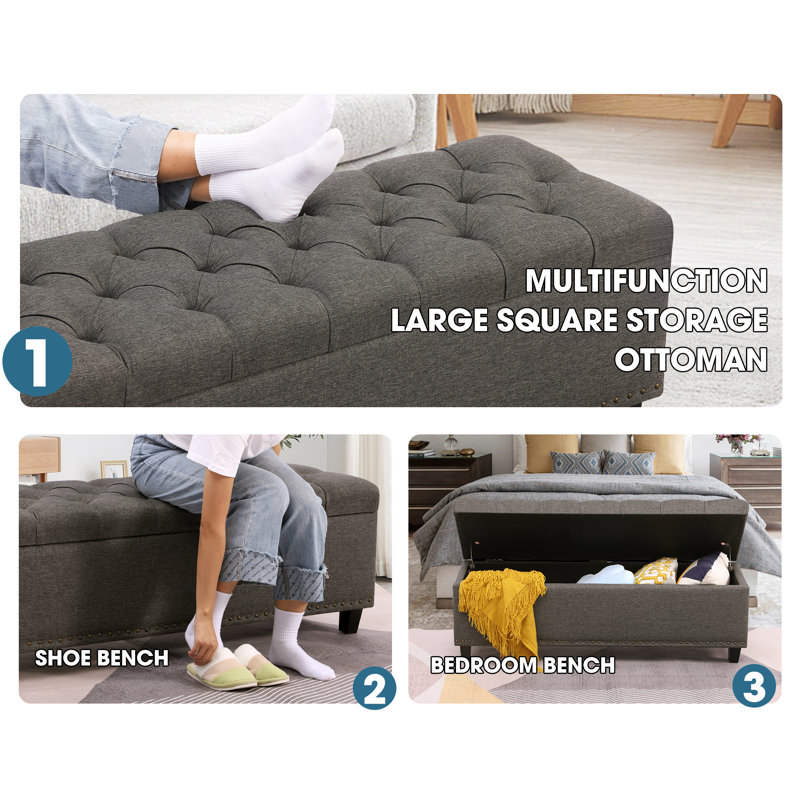 Ebern Designs 51" Ottoman Storage Benches, 30 Gallons of Bed Storage ...
