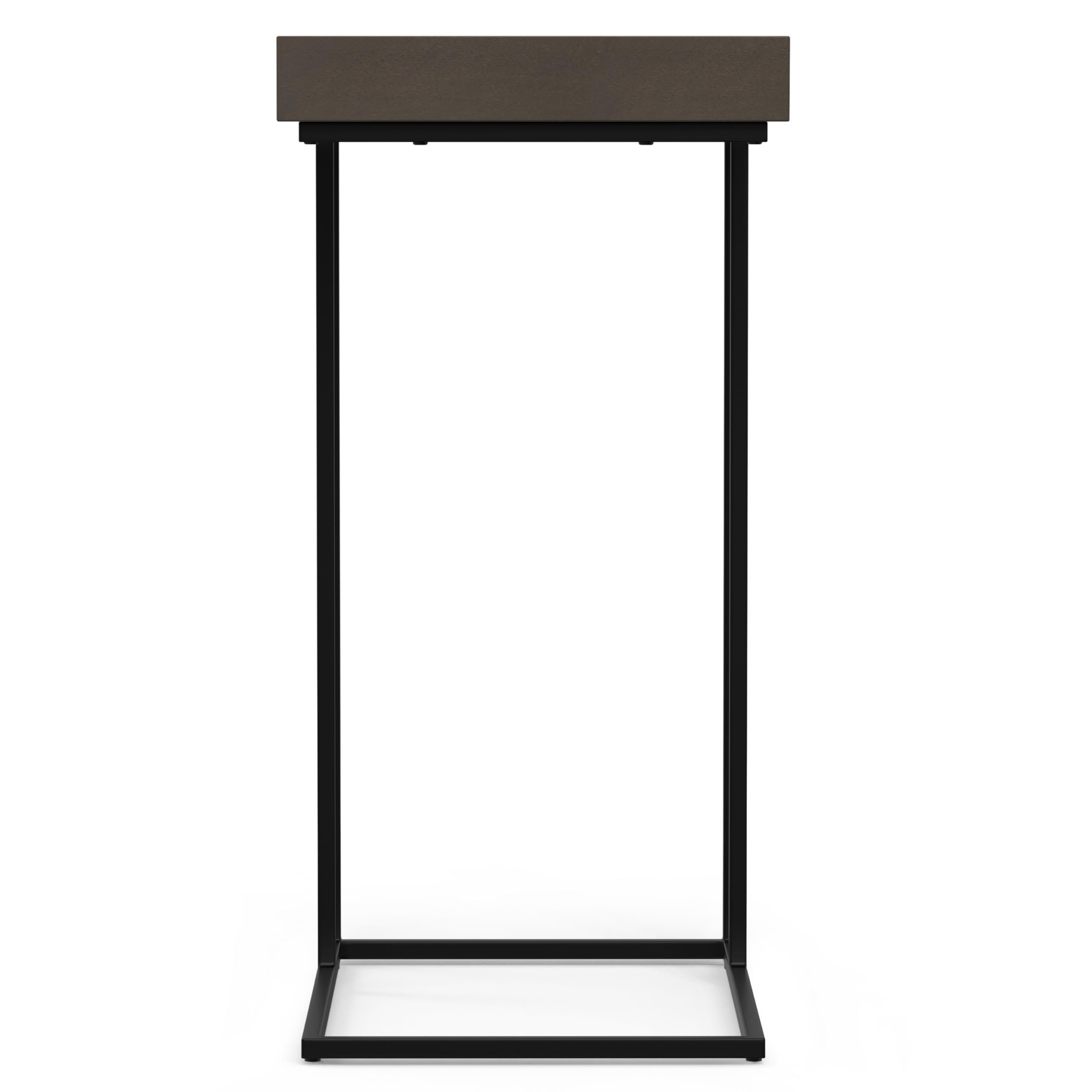 17 Stories C-Shaped Side Table, Solid Mango Wood & Metal Frame, Cognac ...