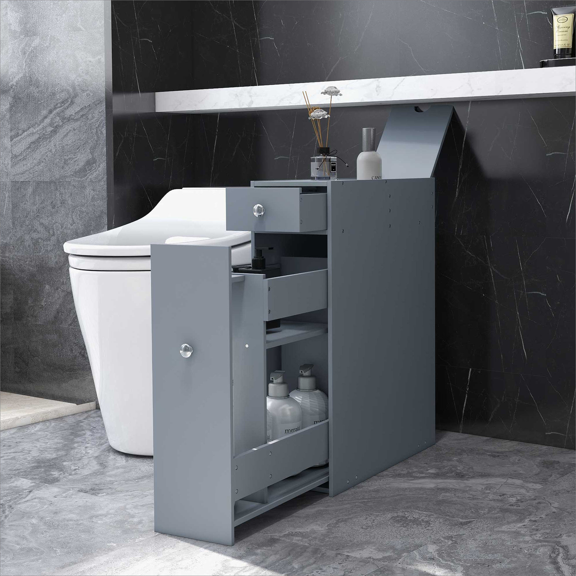 Latitude Run® Bathroom Floor Organizer Free Standing Space Saving ...