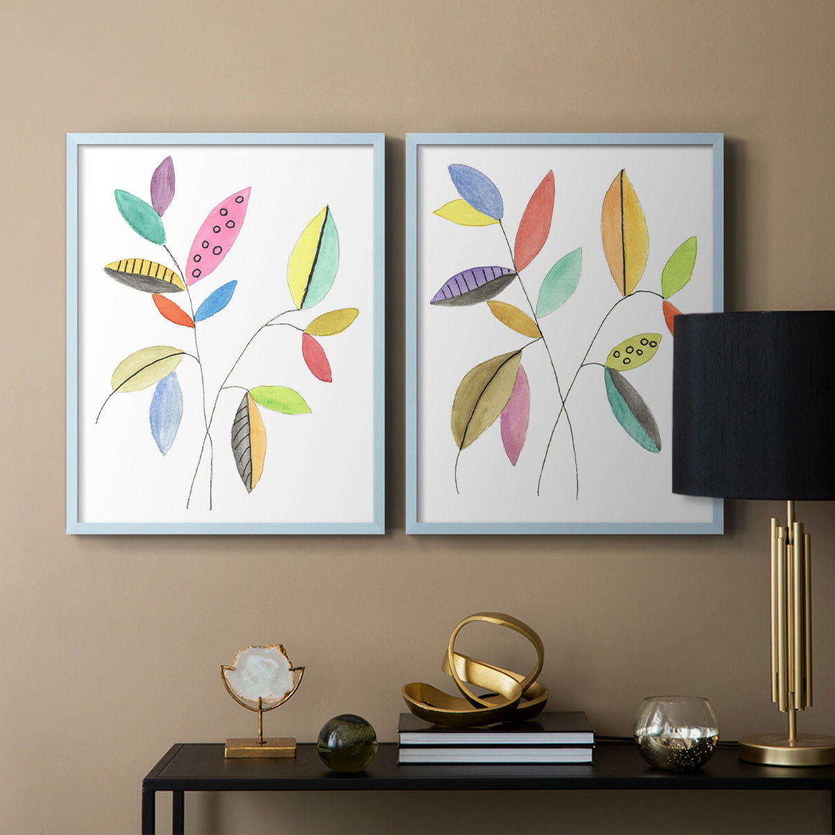 Ivy Bronx Color Pop Leaves III-Premium Framed Print -Ready to Hang - No ...