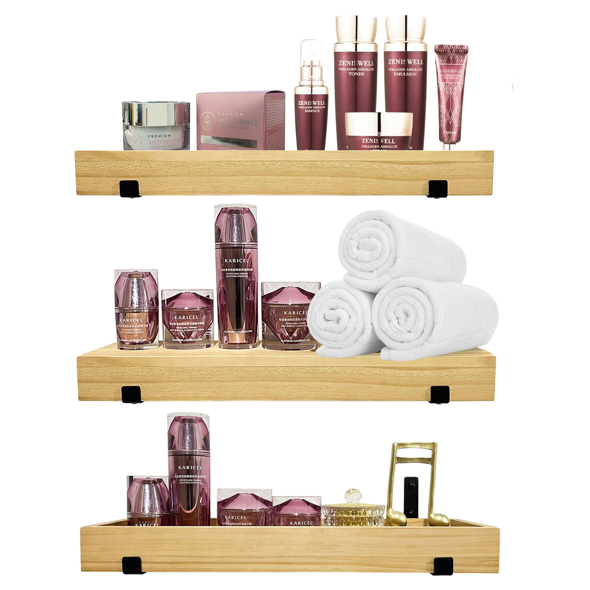 17 Stories 3 Piece Wood Floating Shelves - Use as Trays or Shelves ...