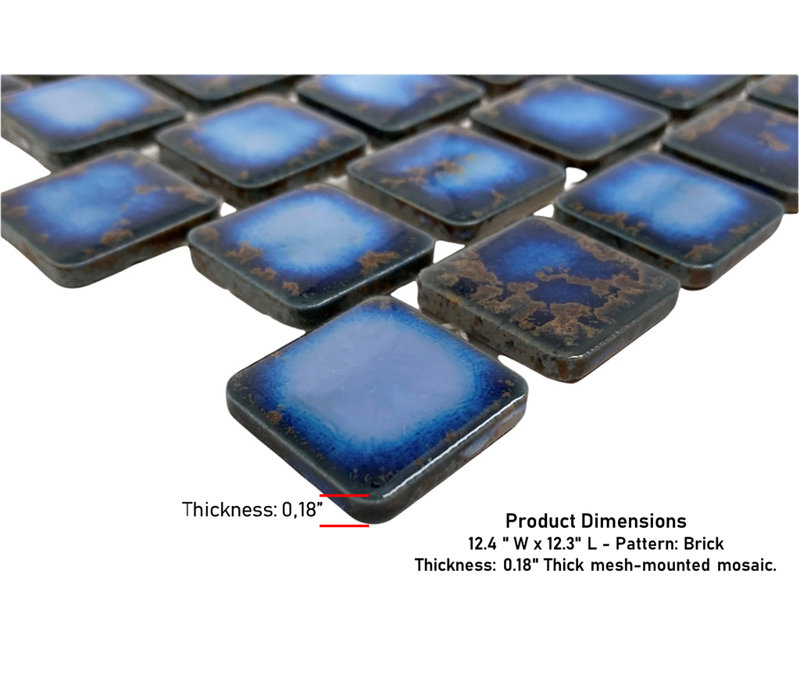 TENEDOS Calacatta Blue Porcelain Square Brick Mosaic Floor and Wall ...