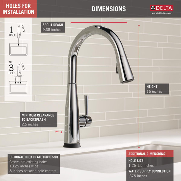 Delta Essa Pull Down Sprayer Touch and Voice Control Kitchen Sink ...