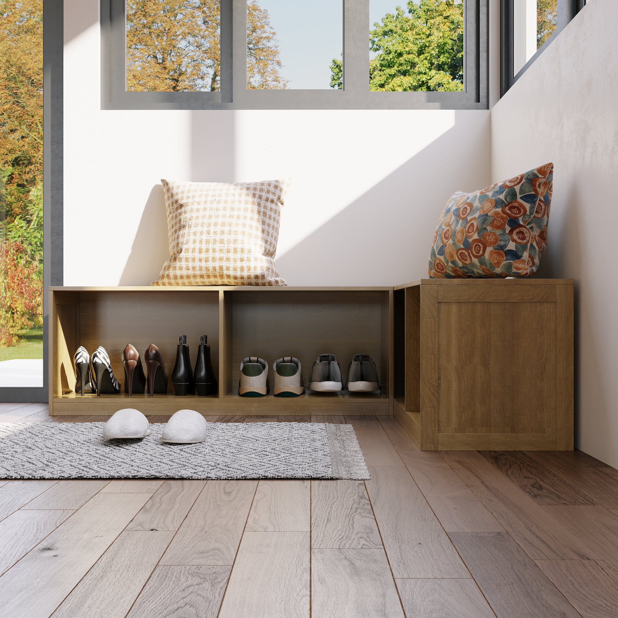 Latitude Run® Corner Shoe Storage Bench | Wayfair