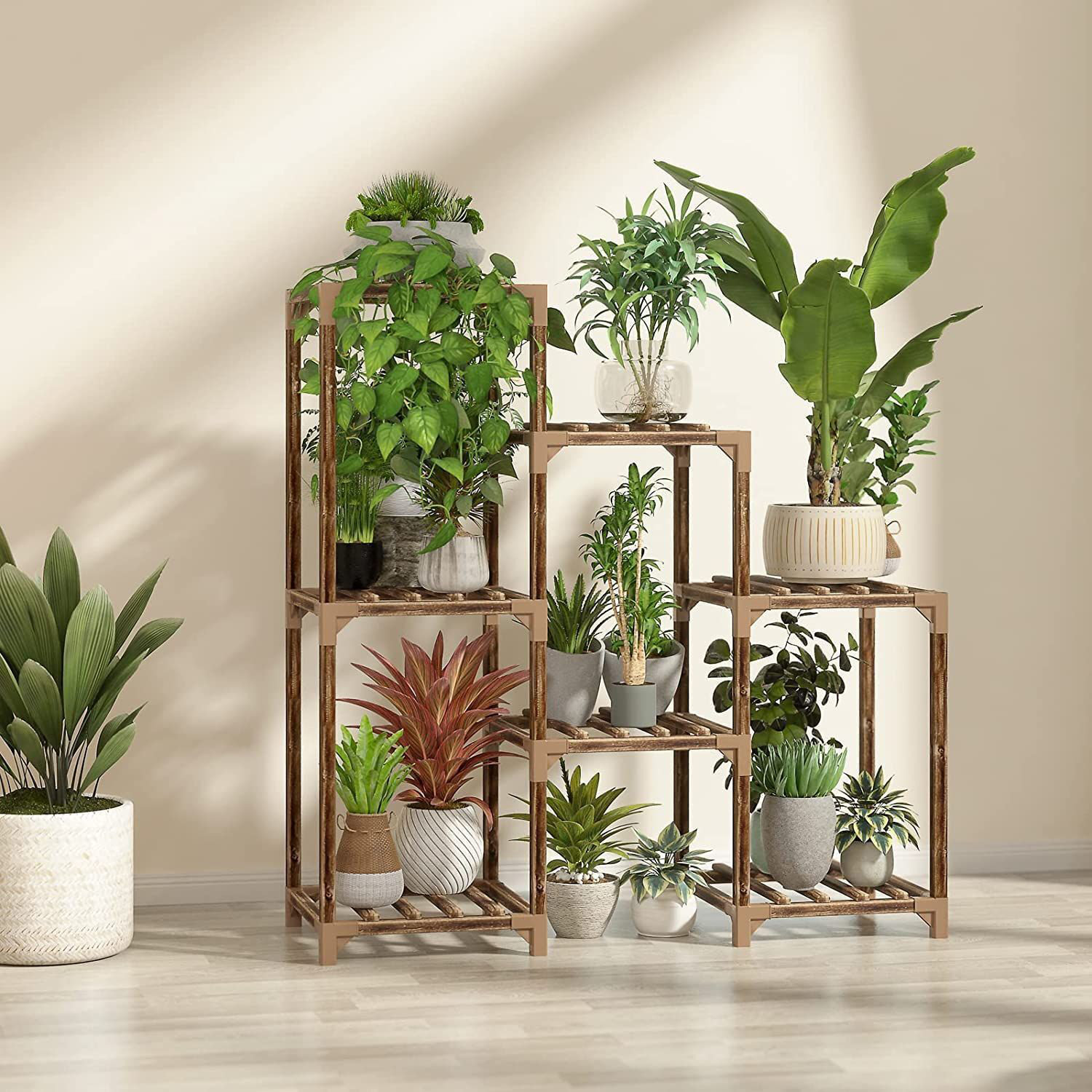 Ebern Designs 7-Tier Multi-Level Plant Stand for Indoor Outdoor ...