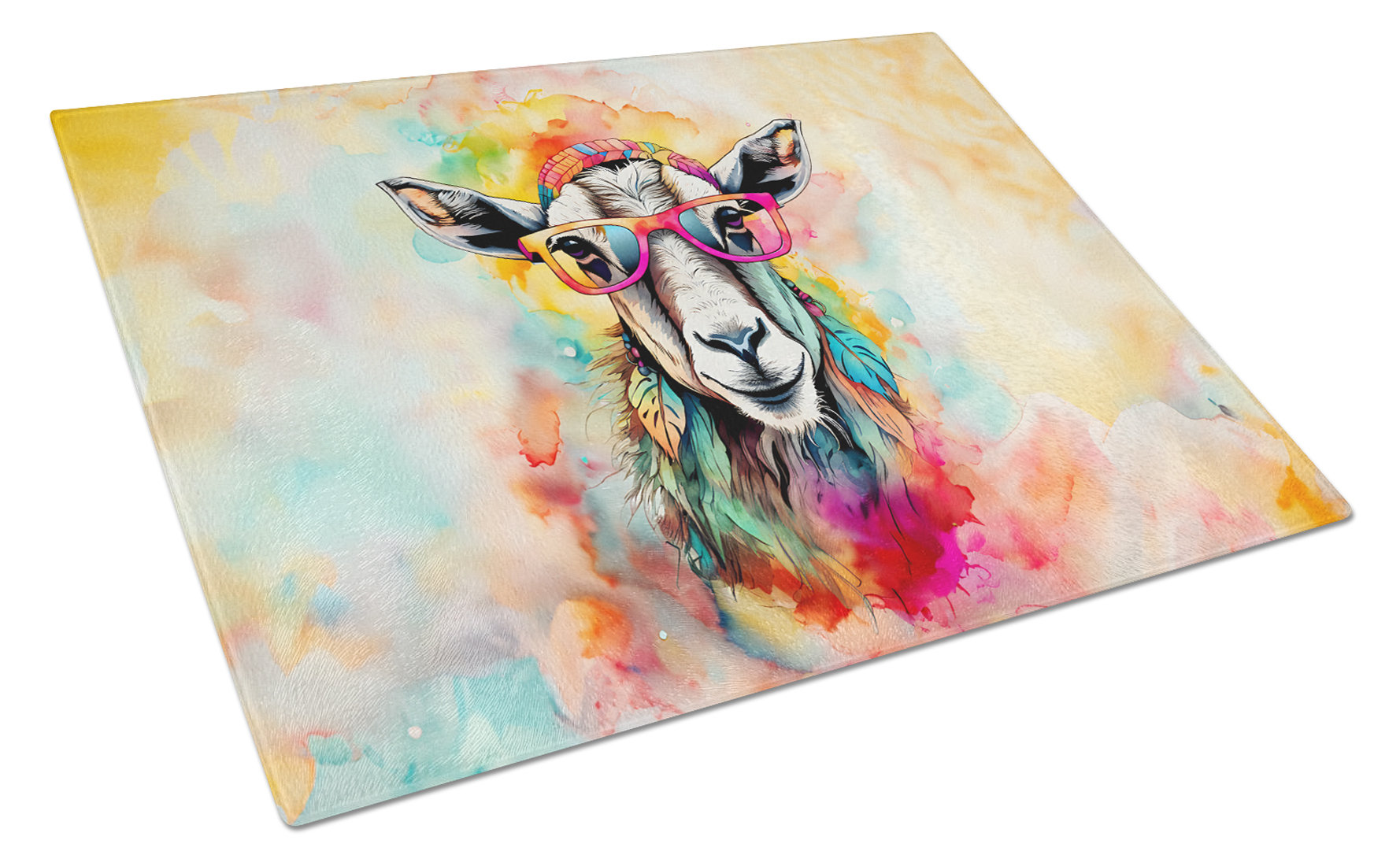 Caroline's Treasures Hippie Animal Goat Glass Cutting Board | Wayfair