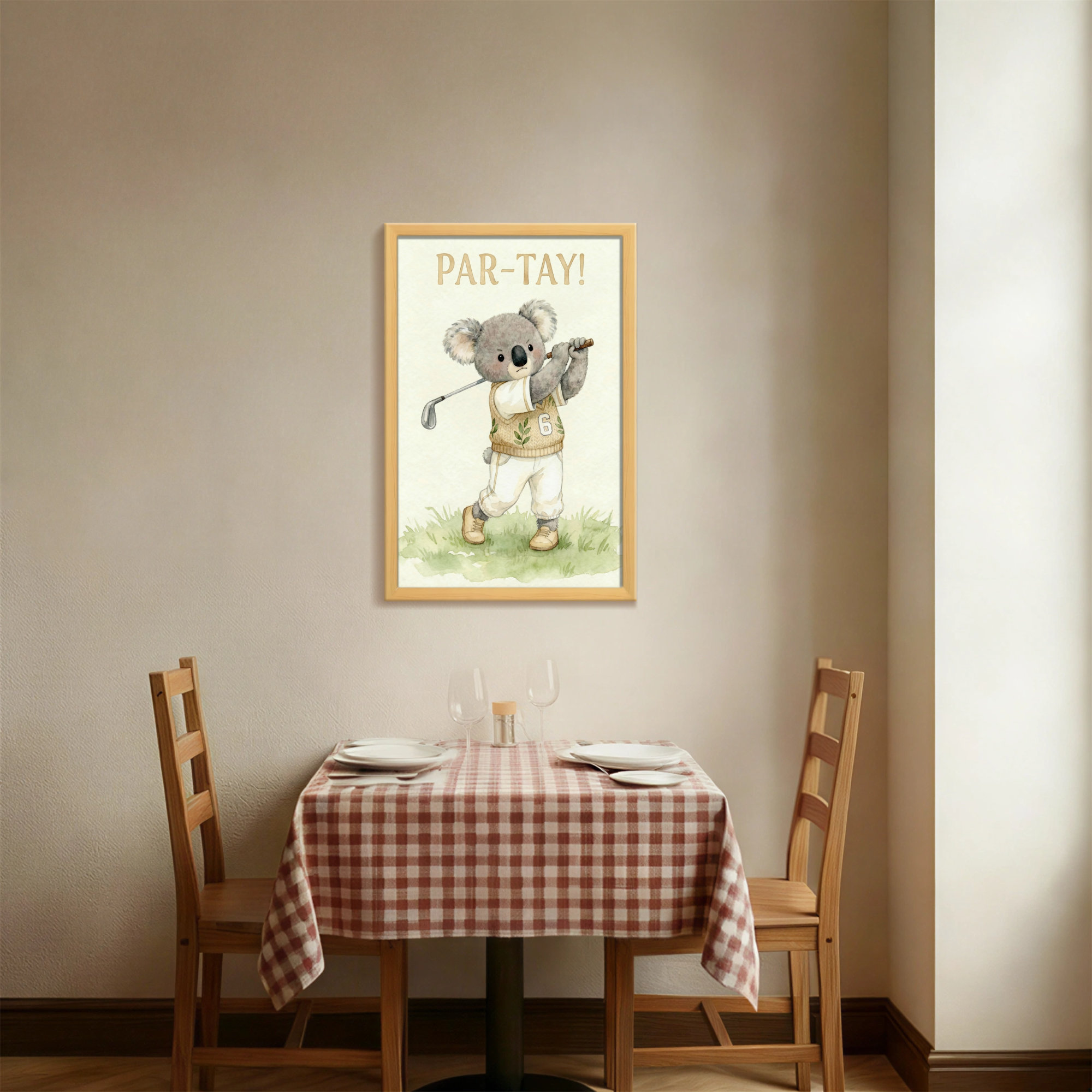 Latitude Run® Animals Koala Golfing With Club And Number Six Vest | Wayfair