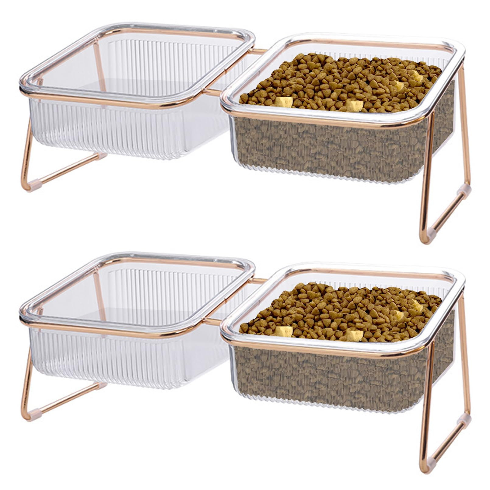 ColorLife 2 Pcs Raised Cat Bowls 15°Tilted Elevated Dish Stand, Plastic ...