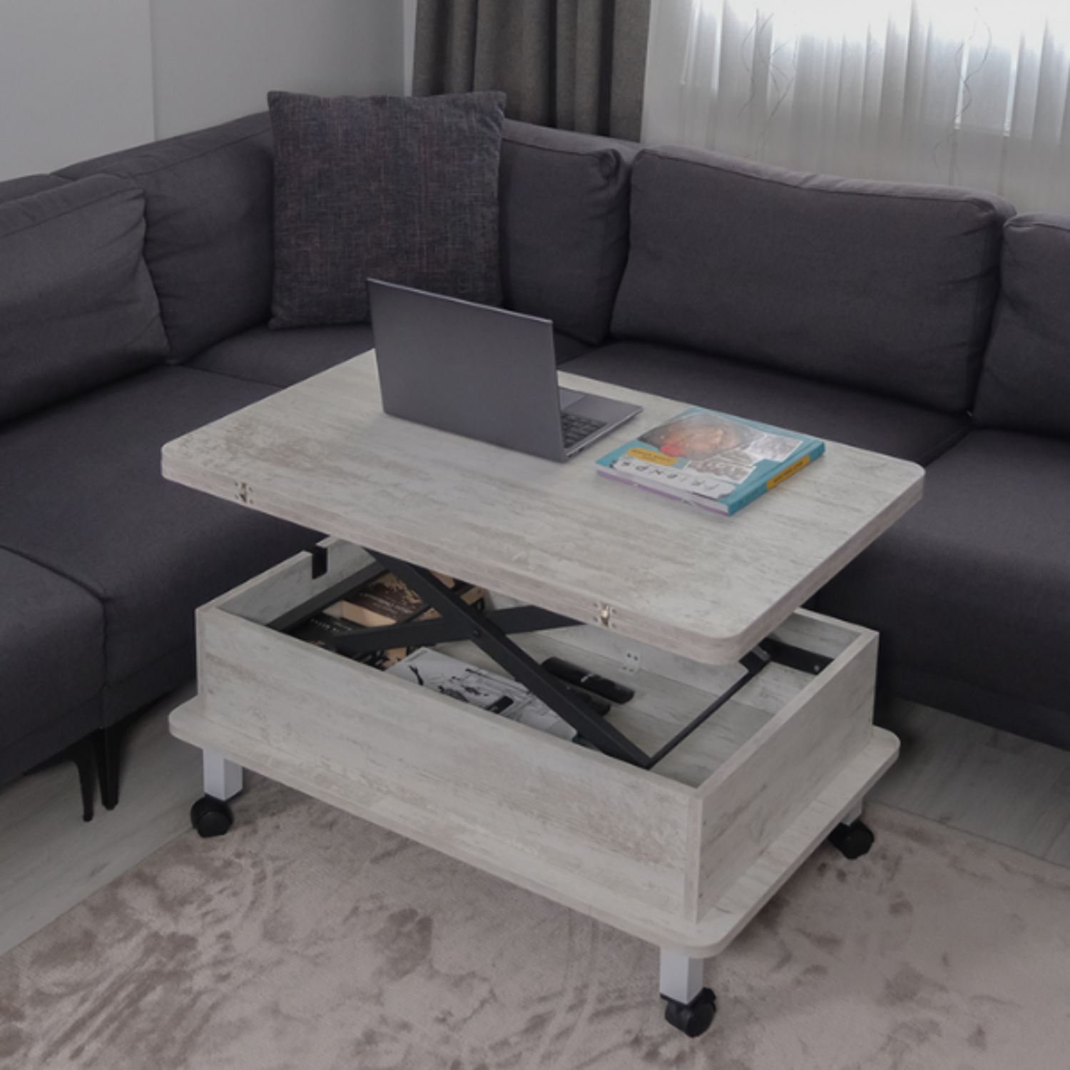 Corrigan Studio Lift-Top Storage Rectangle Assembled Coffee Table With ...