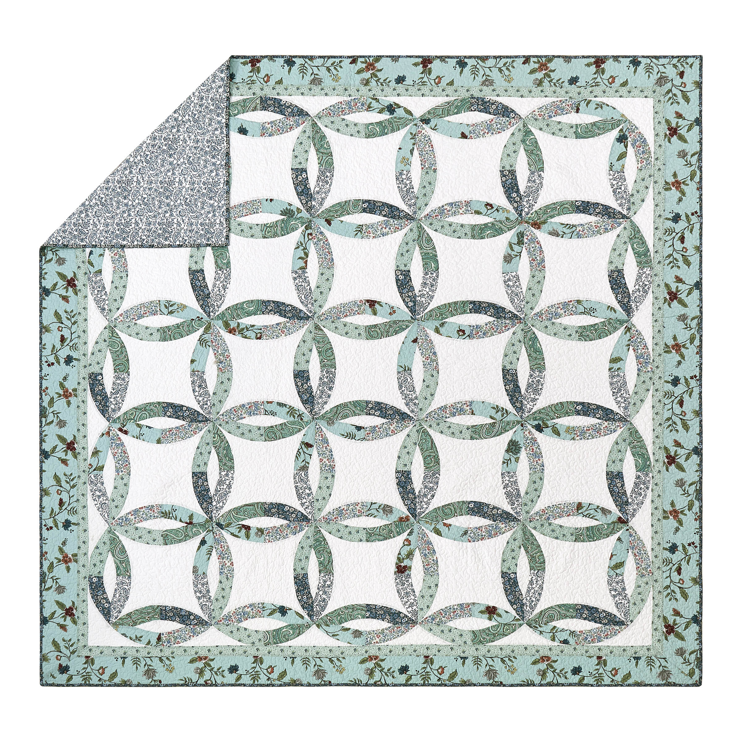 Modern Heirloom Felicity Pieced Floral Wedding Ring Coverlet/Quilt Set ...