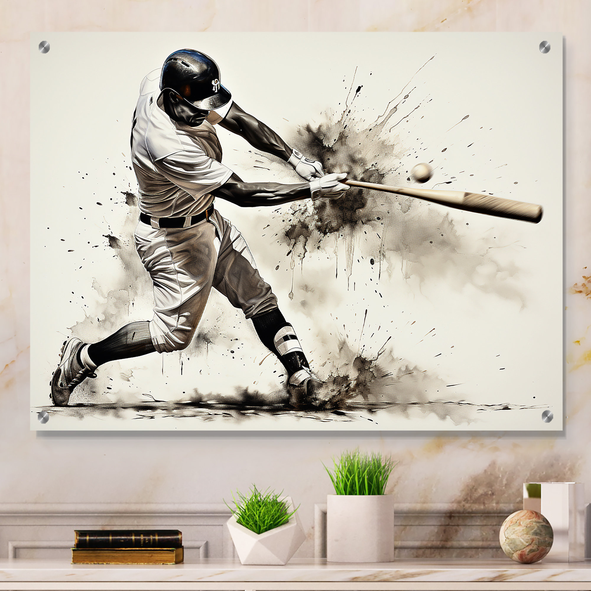 Latitude Run® Baseball Minimal Swing II - Sport Baseball Acrylic Wall ...