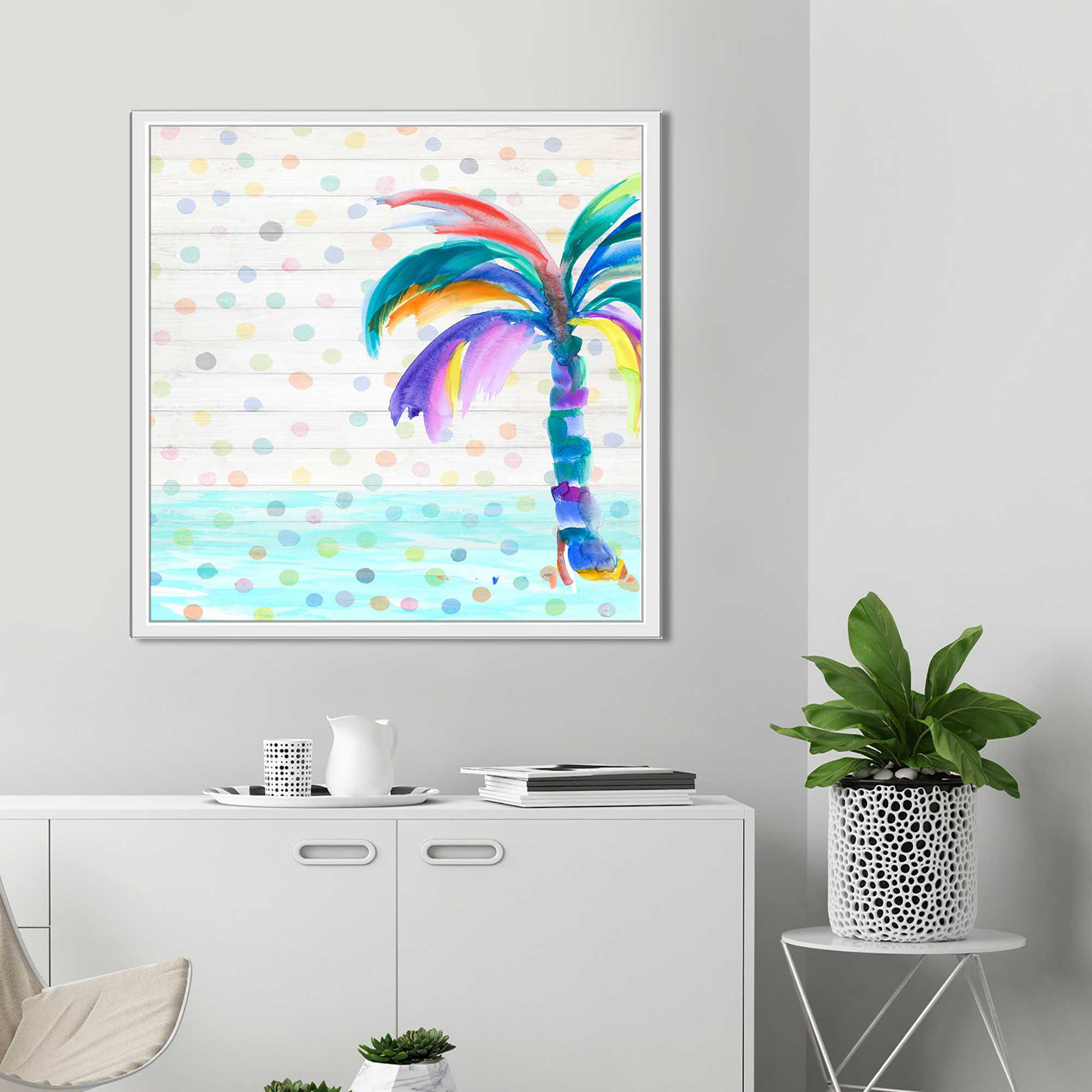 Bay Isle Home™ Funky Palm on Dots I - Print on Canvas - Wayfair Canada