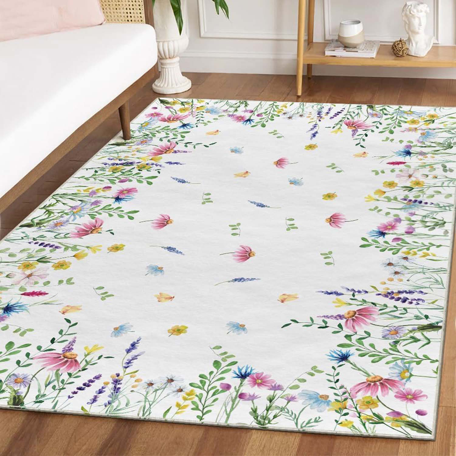 Ophelia & Co. Daisy Eucalyptus Lavender Floral Leaves Spring Area Rug ...