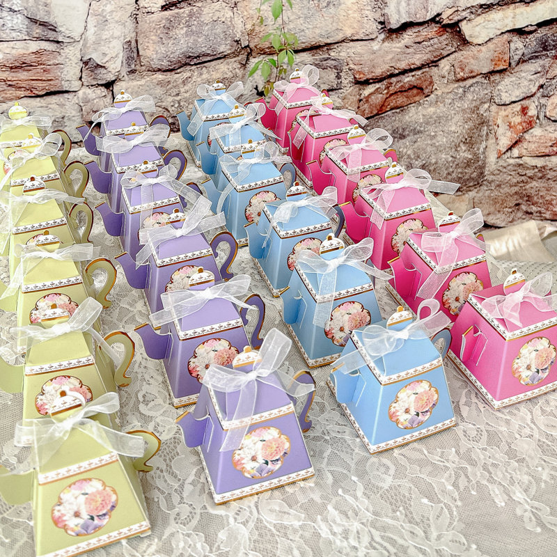 Kate Aspen Tea Time Party Favor Box - Assorted (Set Of 24) | Wayfair
