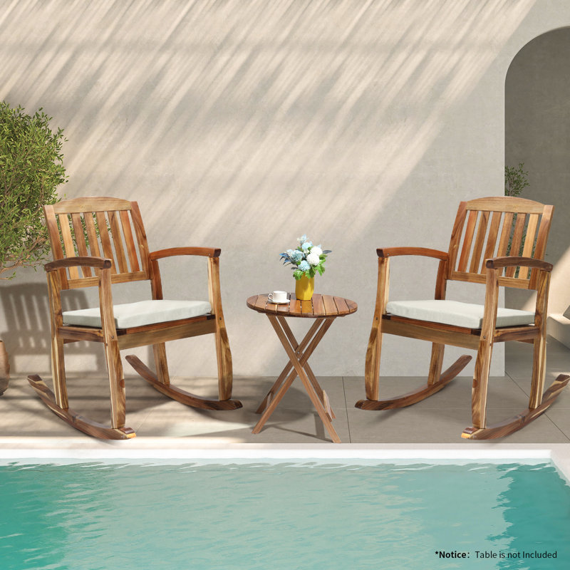 Highland Dunes Angelik Rocker Wood Chair with Cushions & Reviews | Wayfair