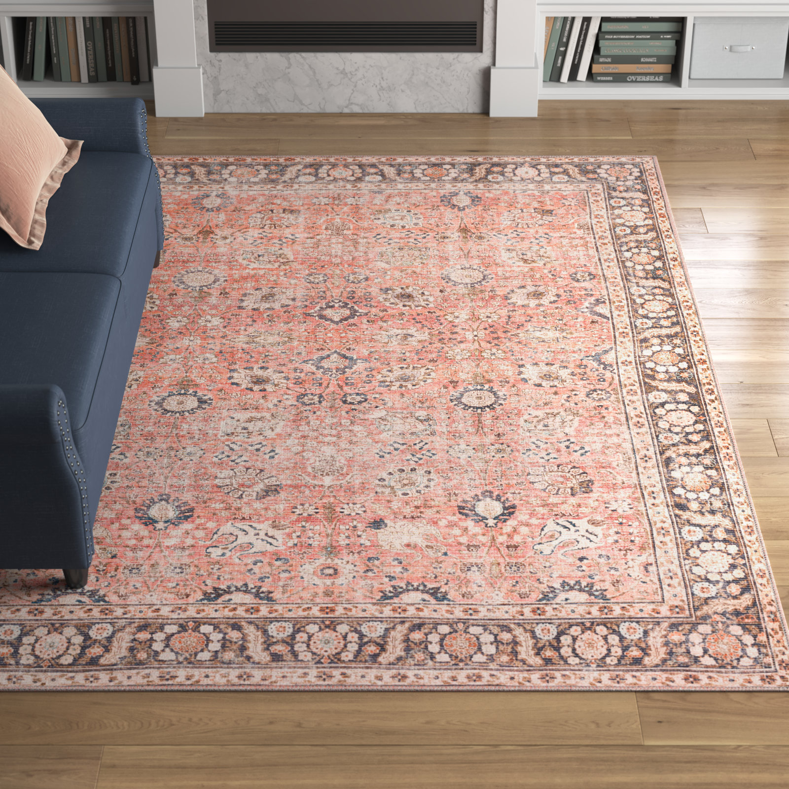 Langley Street Bria Machine Washable Oriental Dusty Coral/Brick Red ...