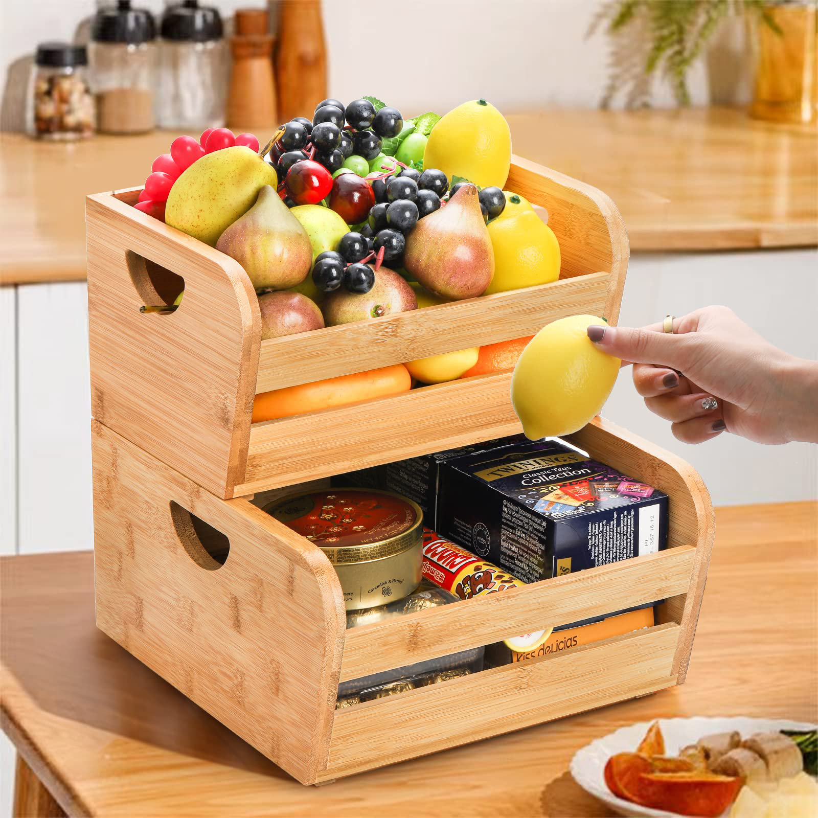 Gracie Oaks 2-Pack Bamboo Stackable Open Fruit And Vegetable Storage ...