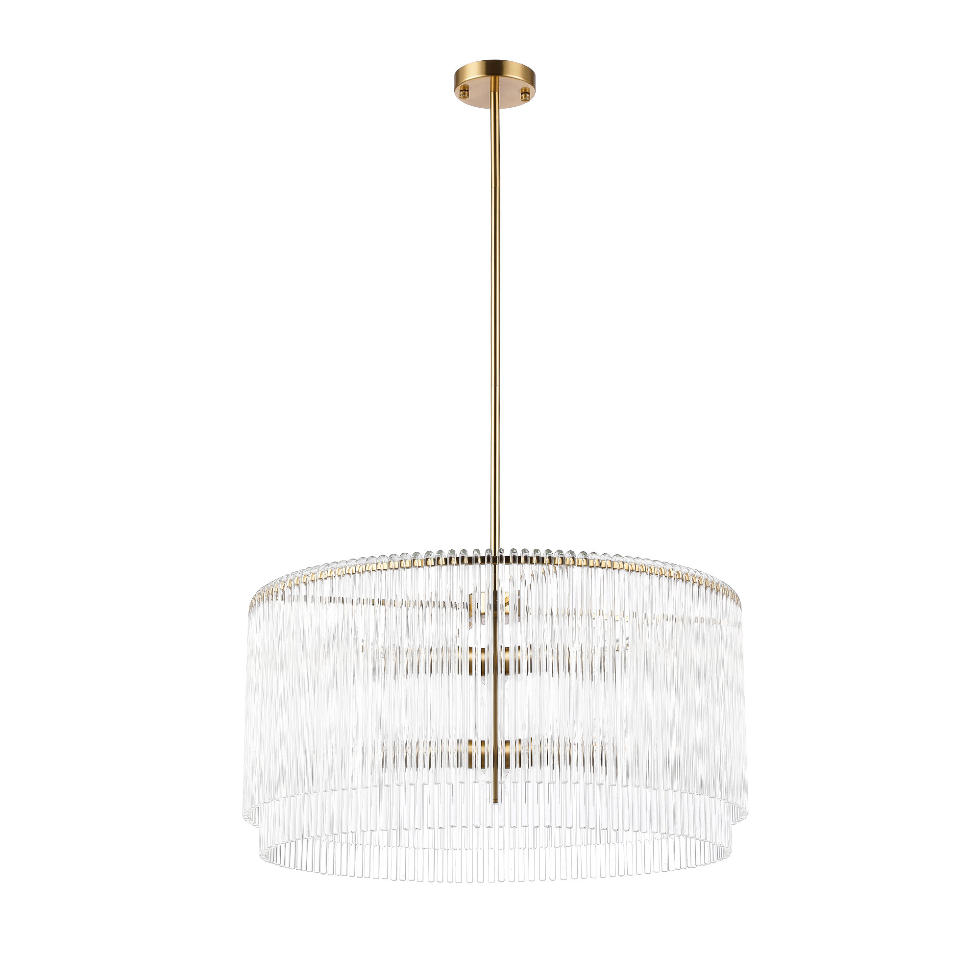 Mercer41 6-light Modern Round Brass Bleecker Chandelier 2-tier Clear ...