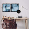 Ivy Bronx Blue Abstract Linear Details 2 PC Framed Floater Canvas Set ...