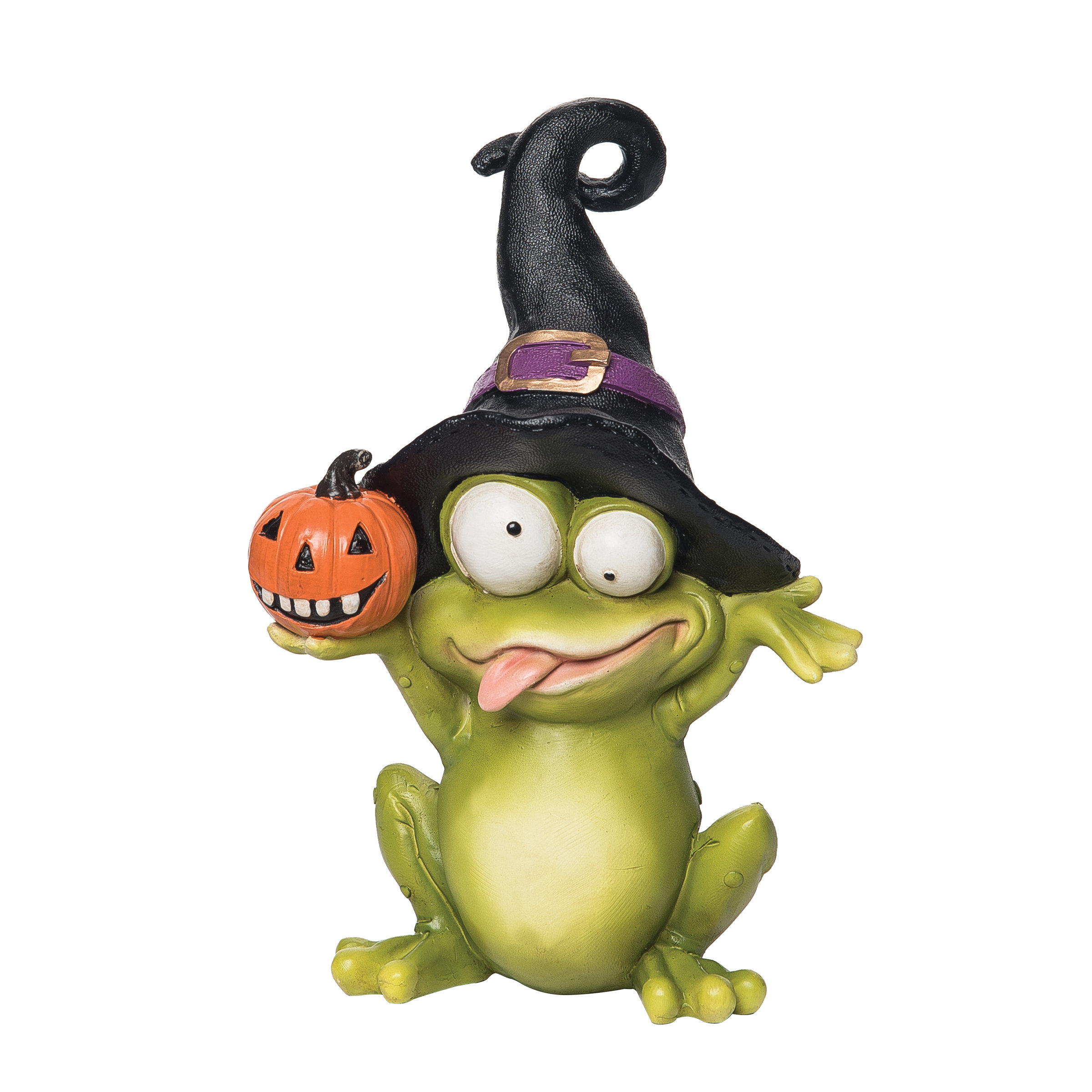 The Holiday Aisle® Frog With Witch Hat & Pumpkin Halloween Figure Decor ...