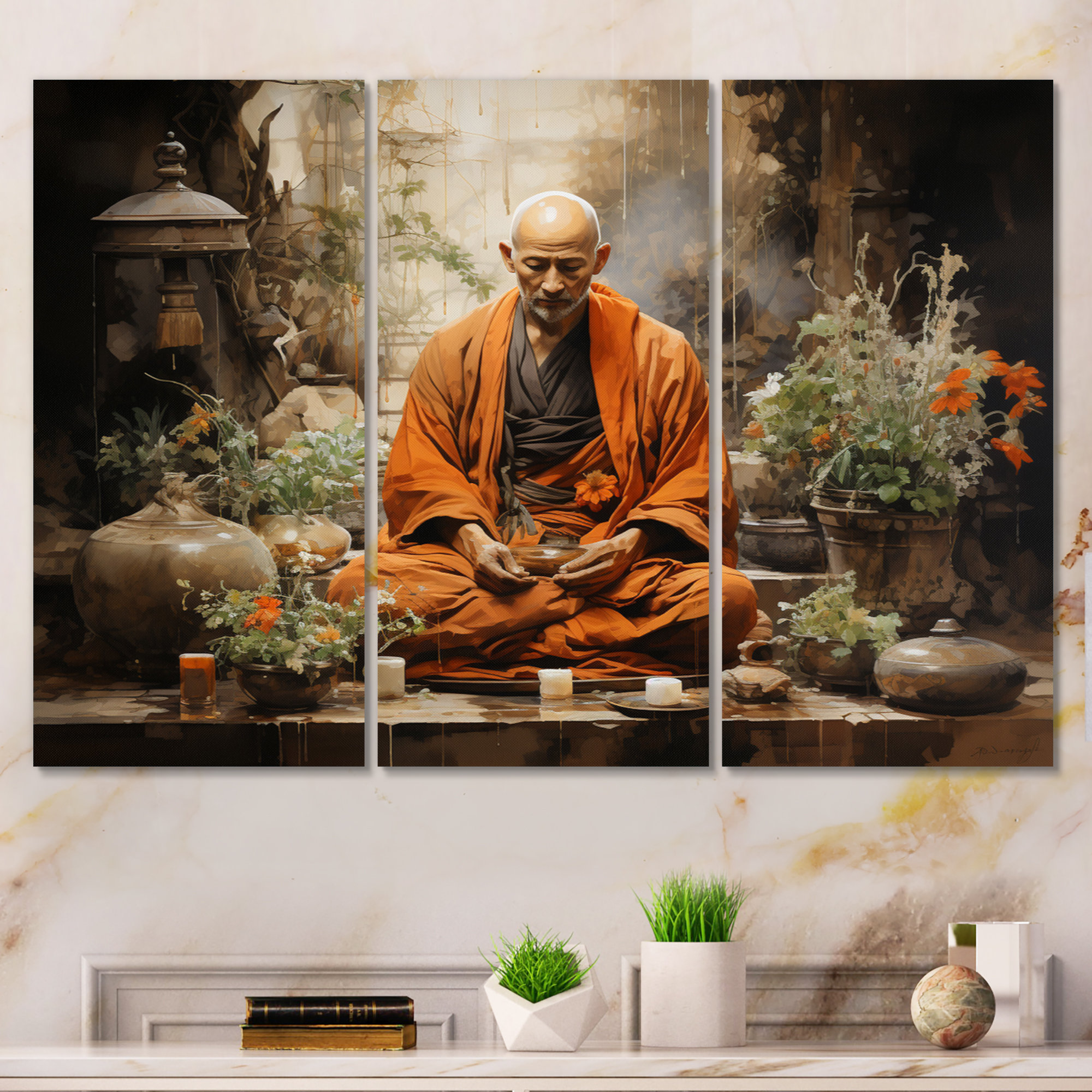 Winston Porter China Art Monks Meditation - People Wall Art Print Set ...