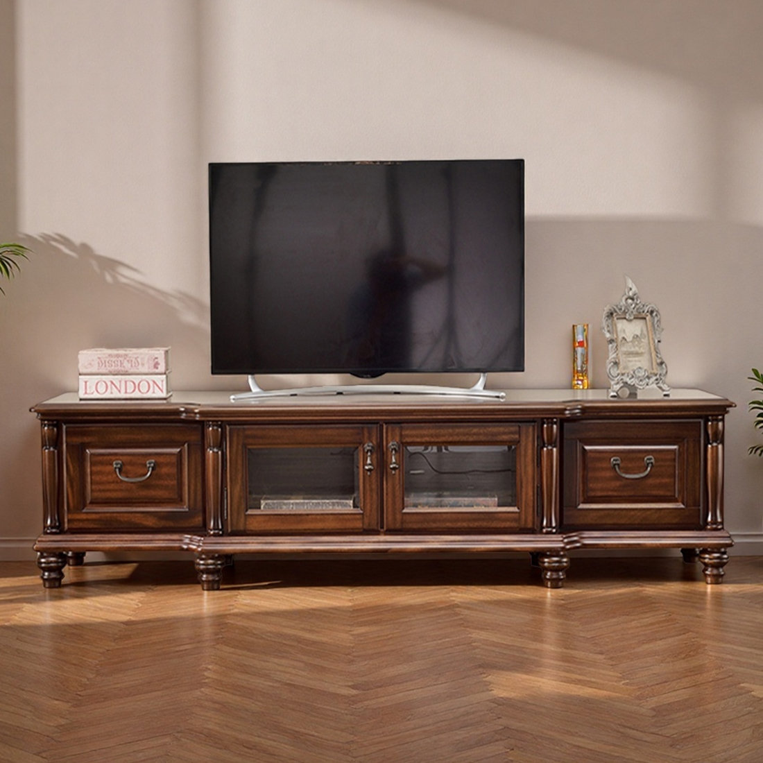 Corrigan Studio American Retro Style Walnut Wood TV Stand - Wayfair Canada